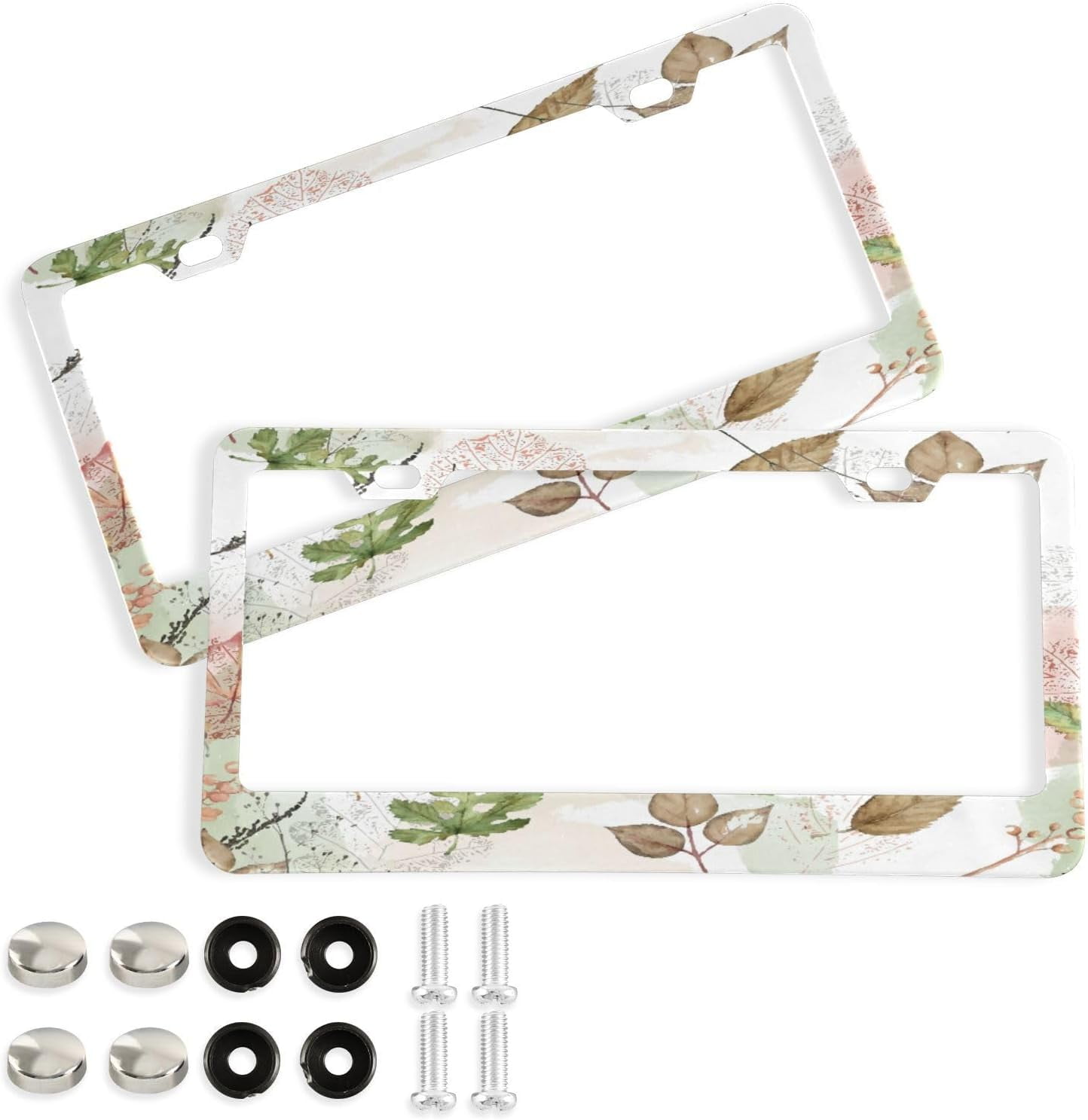 GZHJMY Vintage Leaves License Plate Frame 2 Pack 2 Holes Car Aluminum ...