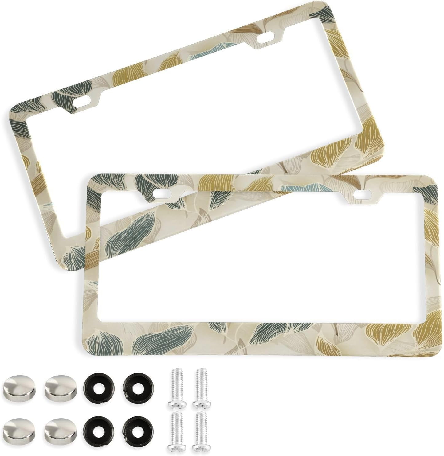 GZHJMY Vintage Leaves License Plate Frames Set of 2, Universal Aluminum ...