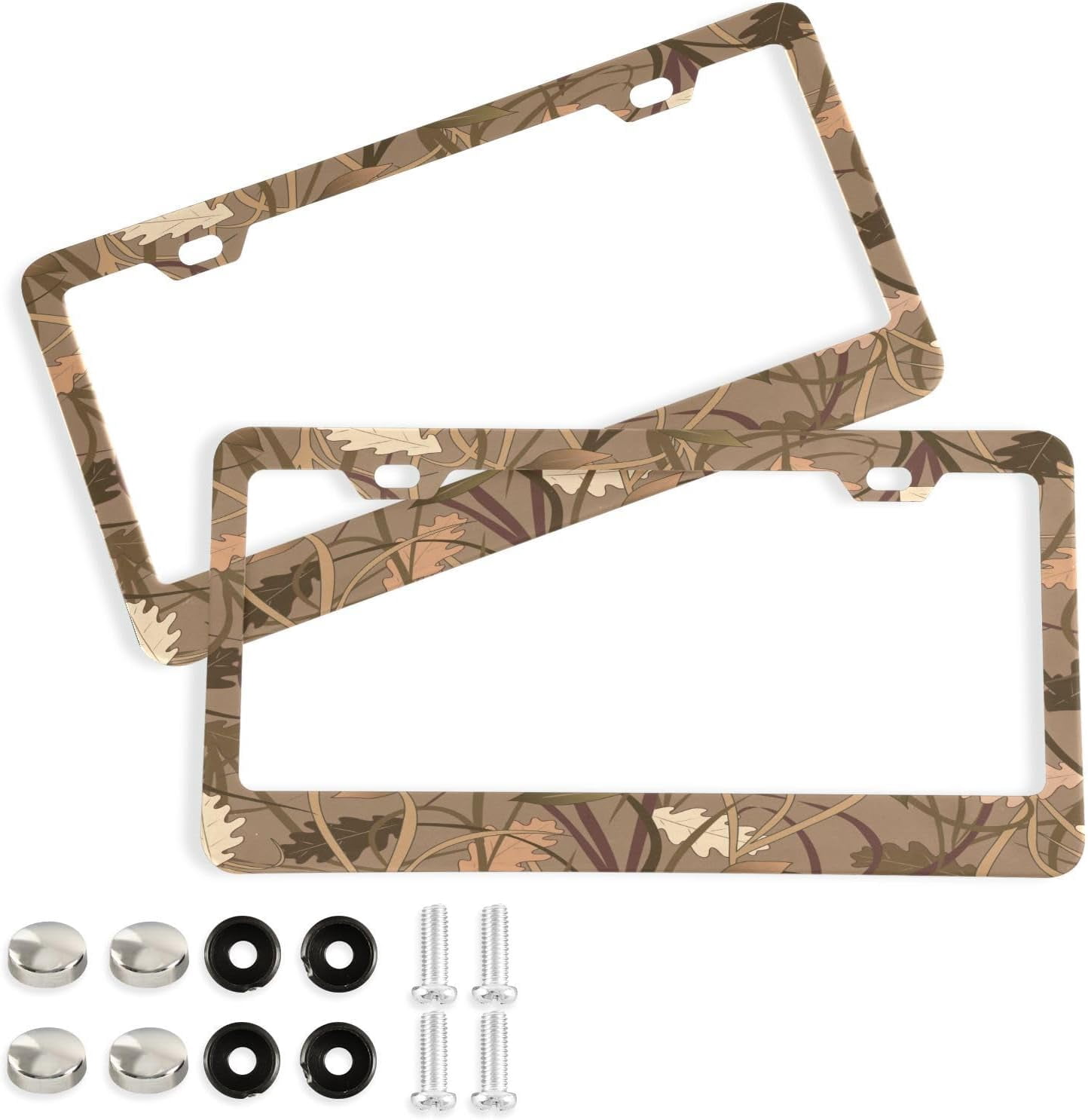 GZHJMY Vintage Leaves License Plate Frames Set of 2, Universal Aluminum ...