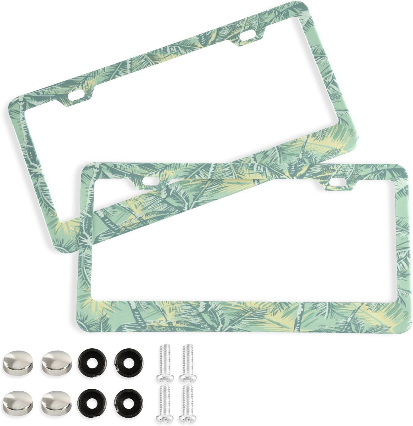 GZHJMY Vintage Palm Trees License Plate Frame 2 Pack 2 Holes Car ...