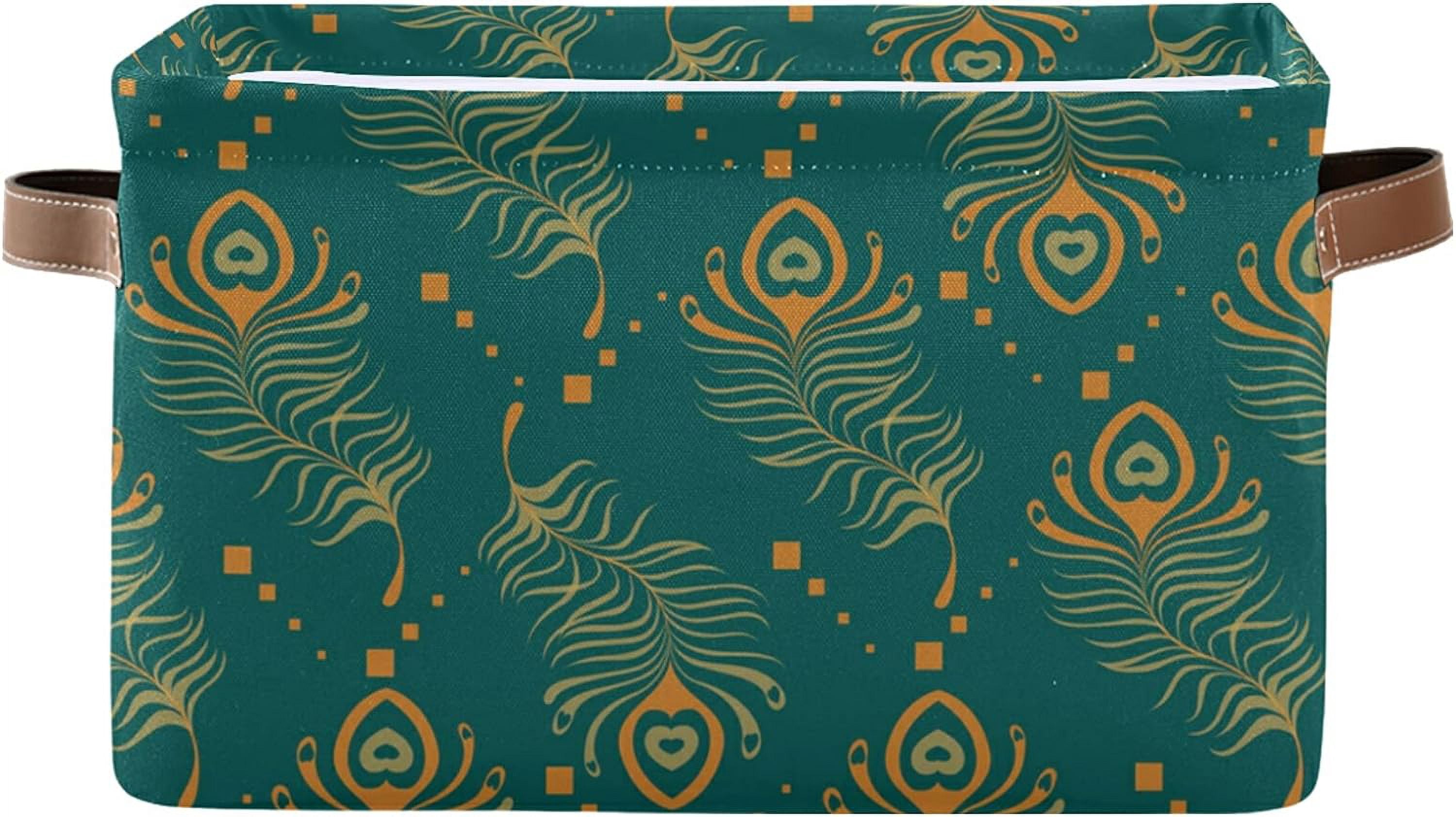 GZHJMY Vintage Peacock Feather Storage Bin for Toy Storage Basket Dirty ...
