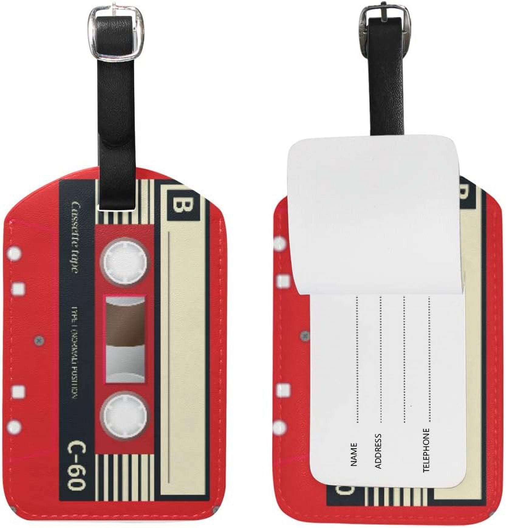 GZHJMY Vintage Red Cassette Tape Leather Travel Luggage Tags Funny ...