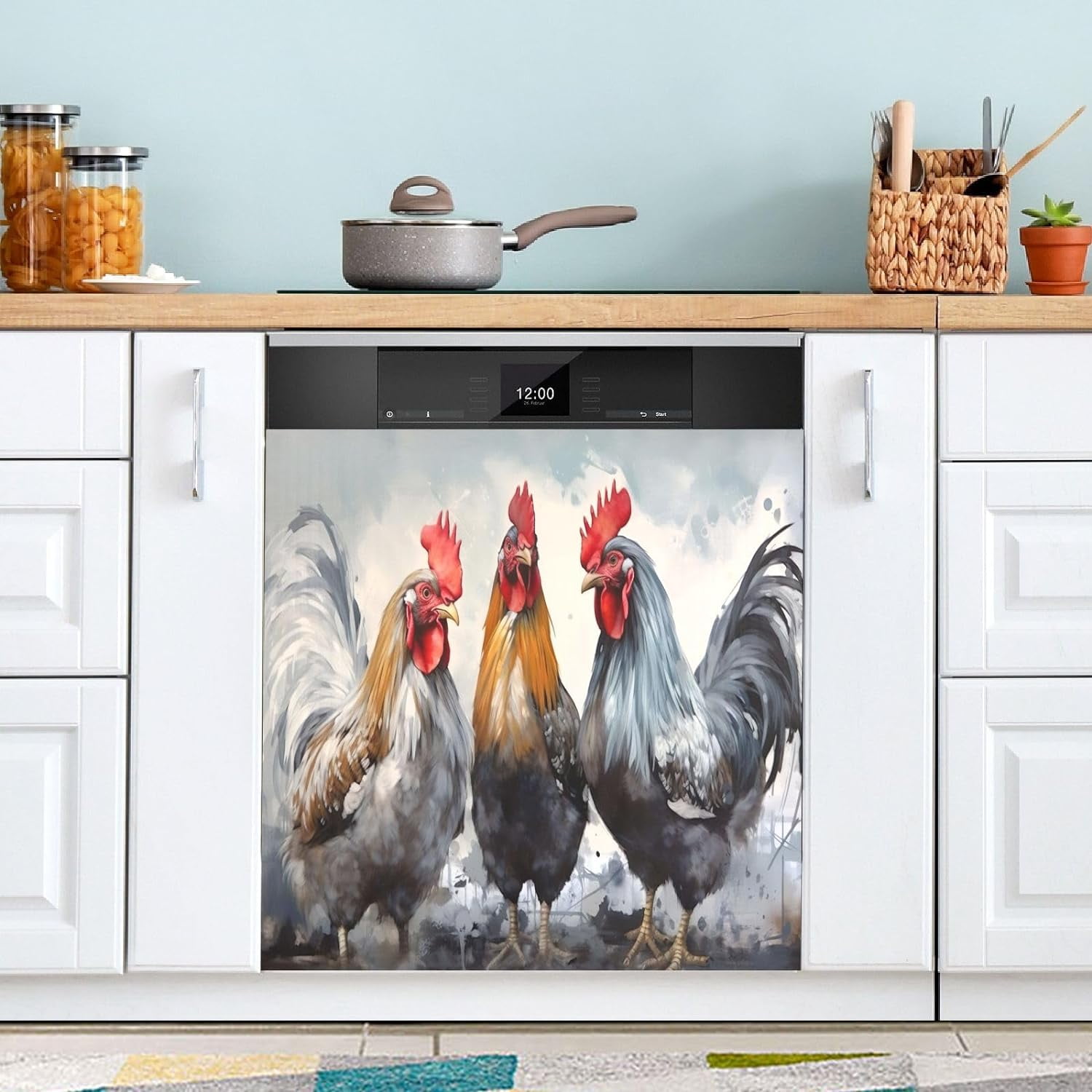 GZHJMY Vintage Rooster Dishwasher Magnet Cover Dishwasher Front Door ...