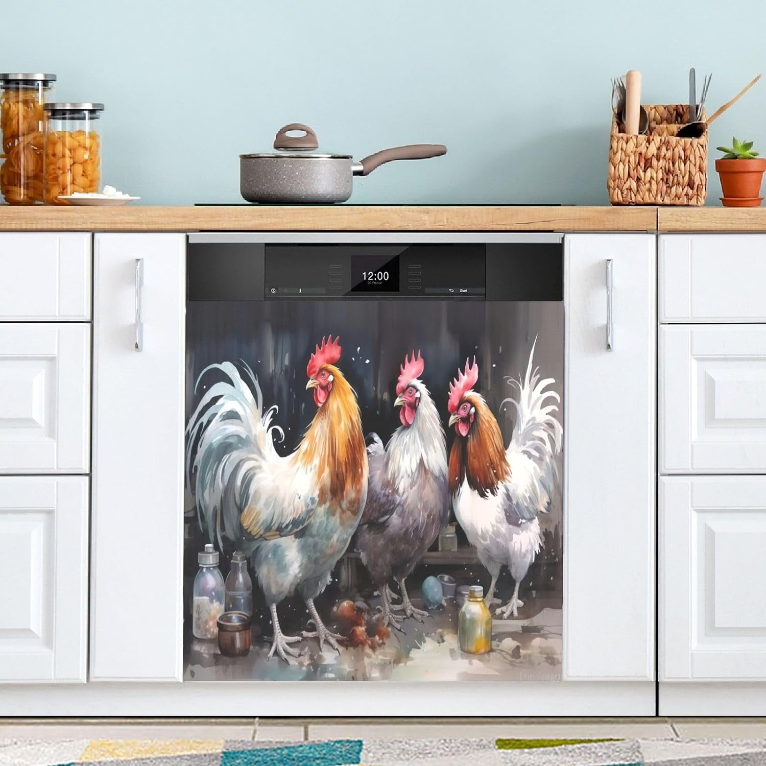 GZHJMY Vintage Rooster Dishwasher Magnet Cover Dishwasher Front Door ...