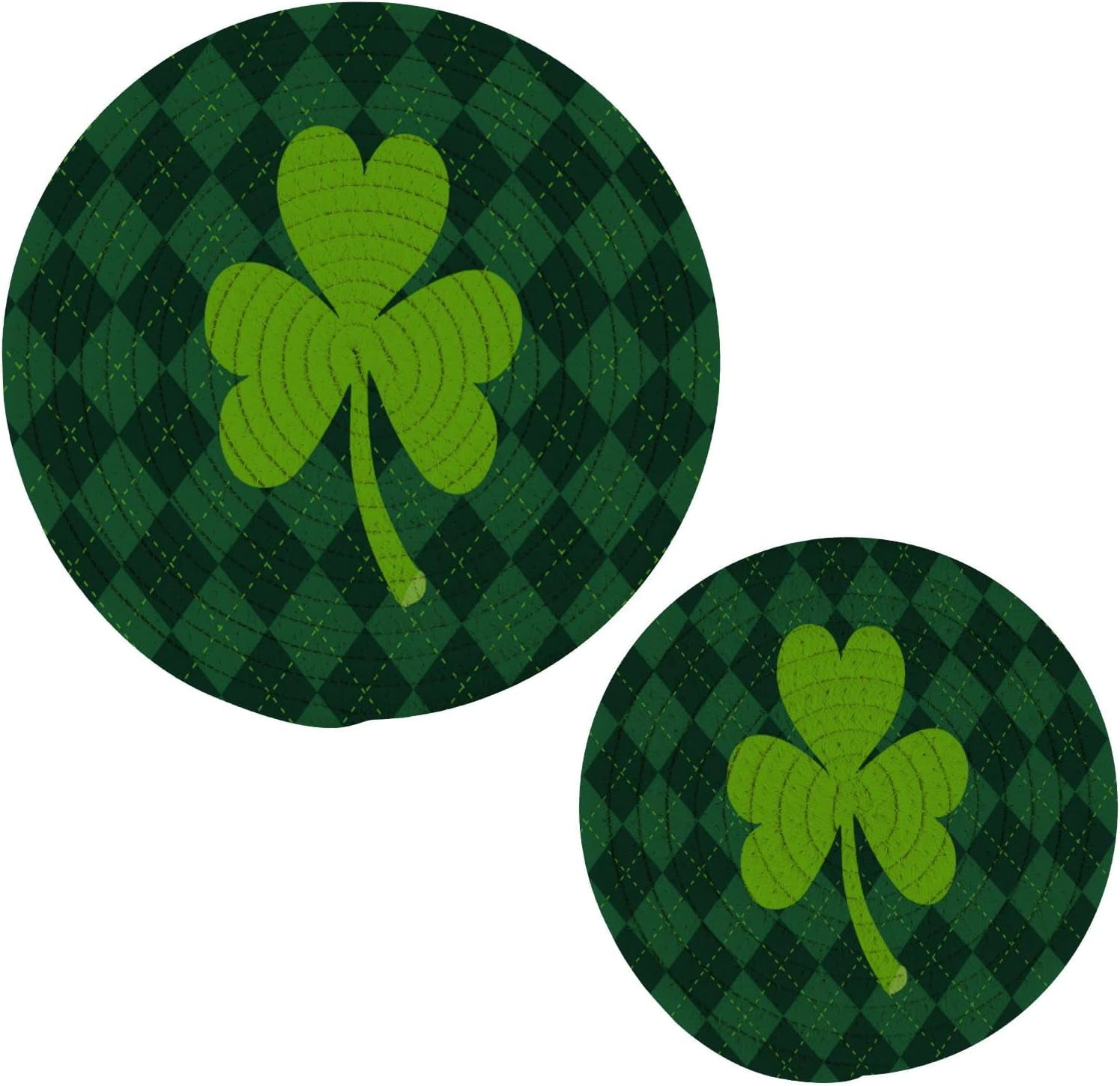 GZHJMY Vintage Shamrock Clover Leaves Green Plaid Trivet Pot Holder ...