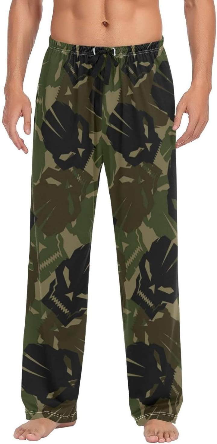 GZHJMY Vintage Skull Bones Camouflage Camo Pajama Pants For Men, Men's ...