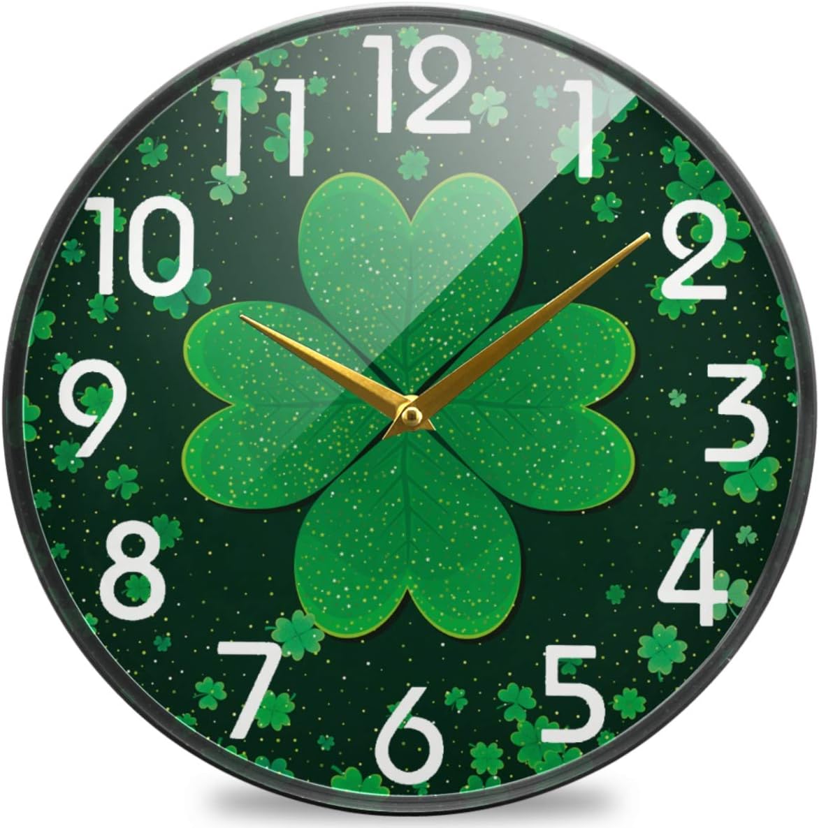 GZHJMY Vintage St. Patrick's Day Shamrock Round Wall Clock, 12 Inch ...