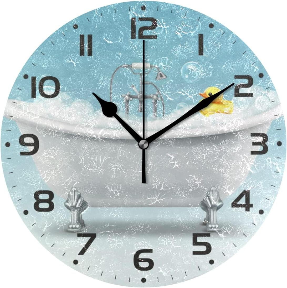 GZHJMY Vintage Style Bathtub Wall Clock, 10" Silent Non Ticking Round ...