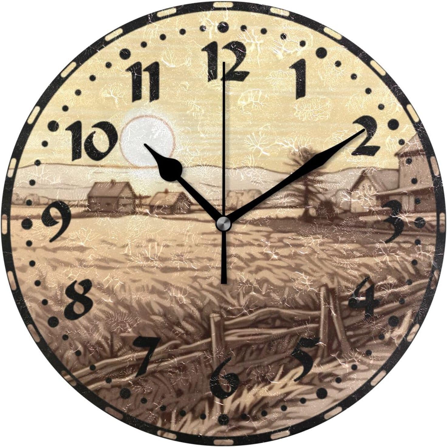 GZHJMY Vintage Style Country Wall Clock, PVC Silent Non Ticking 10 Inch ...