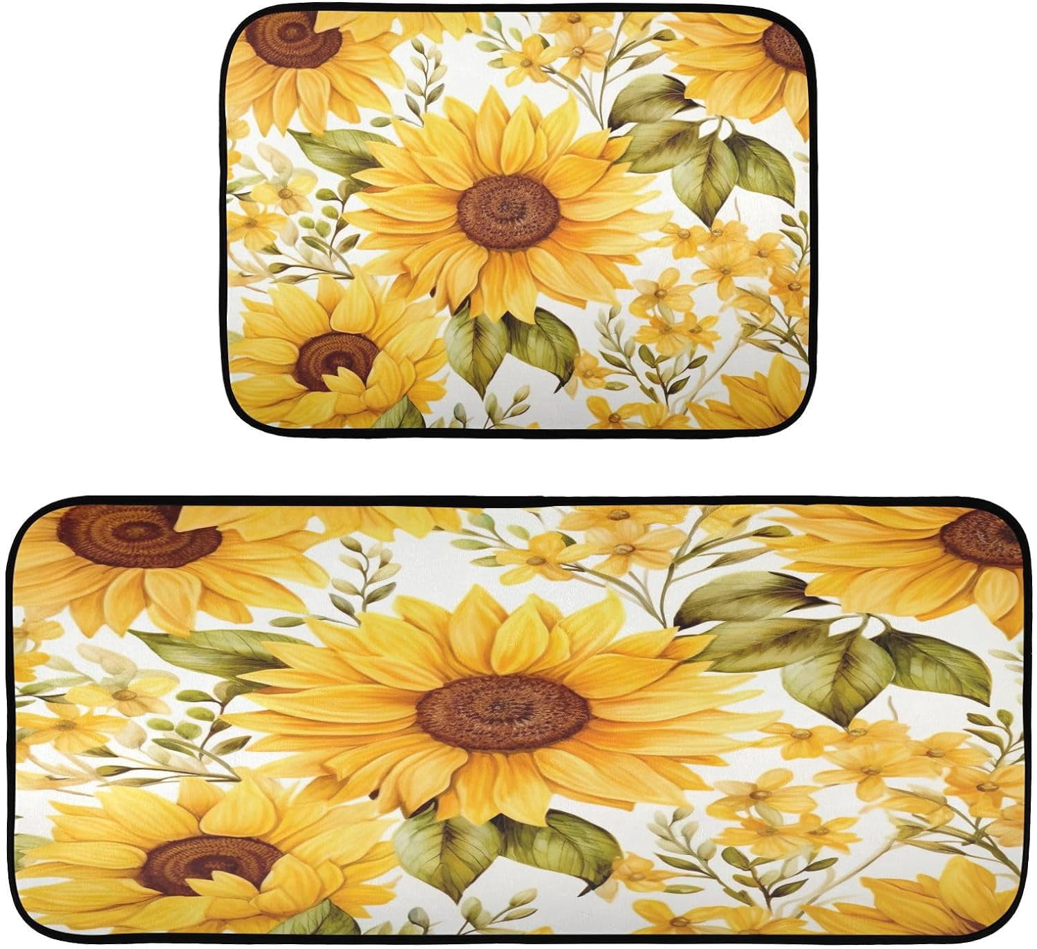 GZHJMY Vintage Sunflower Kitchen Rug Set of 2 Non Slip Washable ...
