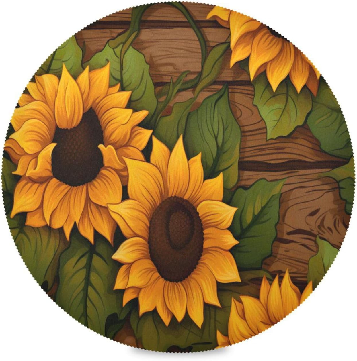 GZHJMY Vintage Sunflowers Round Placemats 15.4in, Washable Heat ...