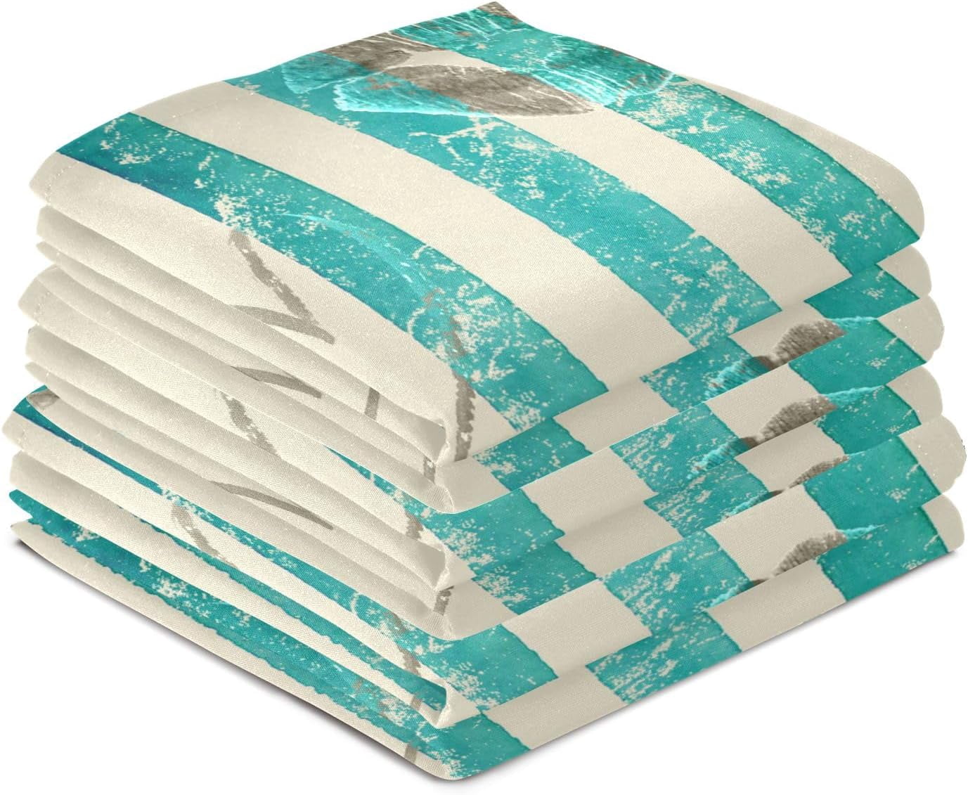 GZHJMY Vintage Teal Hearts and Lips with Stripes Kitchen Towel, Dish ...