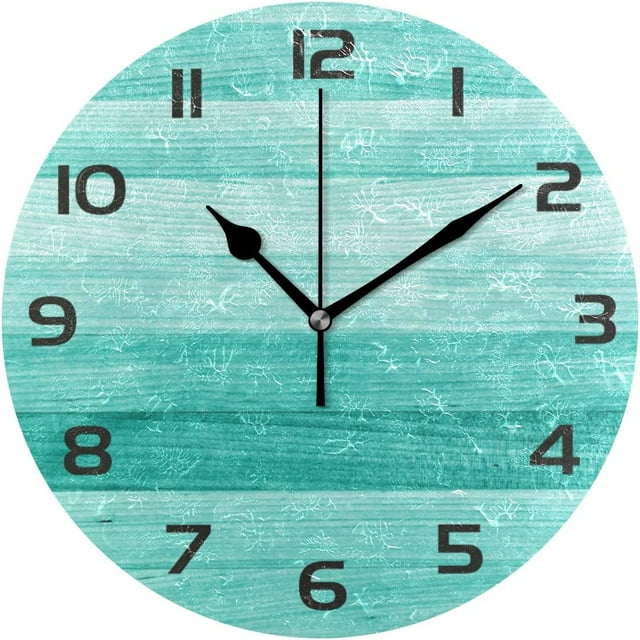 GZHJMY Vintage Teal Wall Clocks Battery Operated Non Ticking, Rustic ...