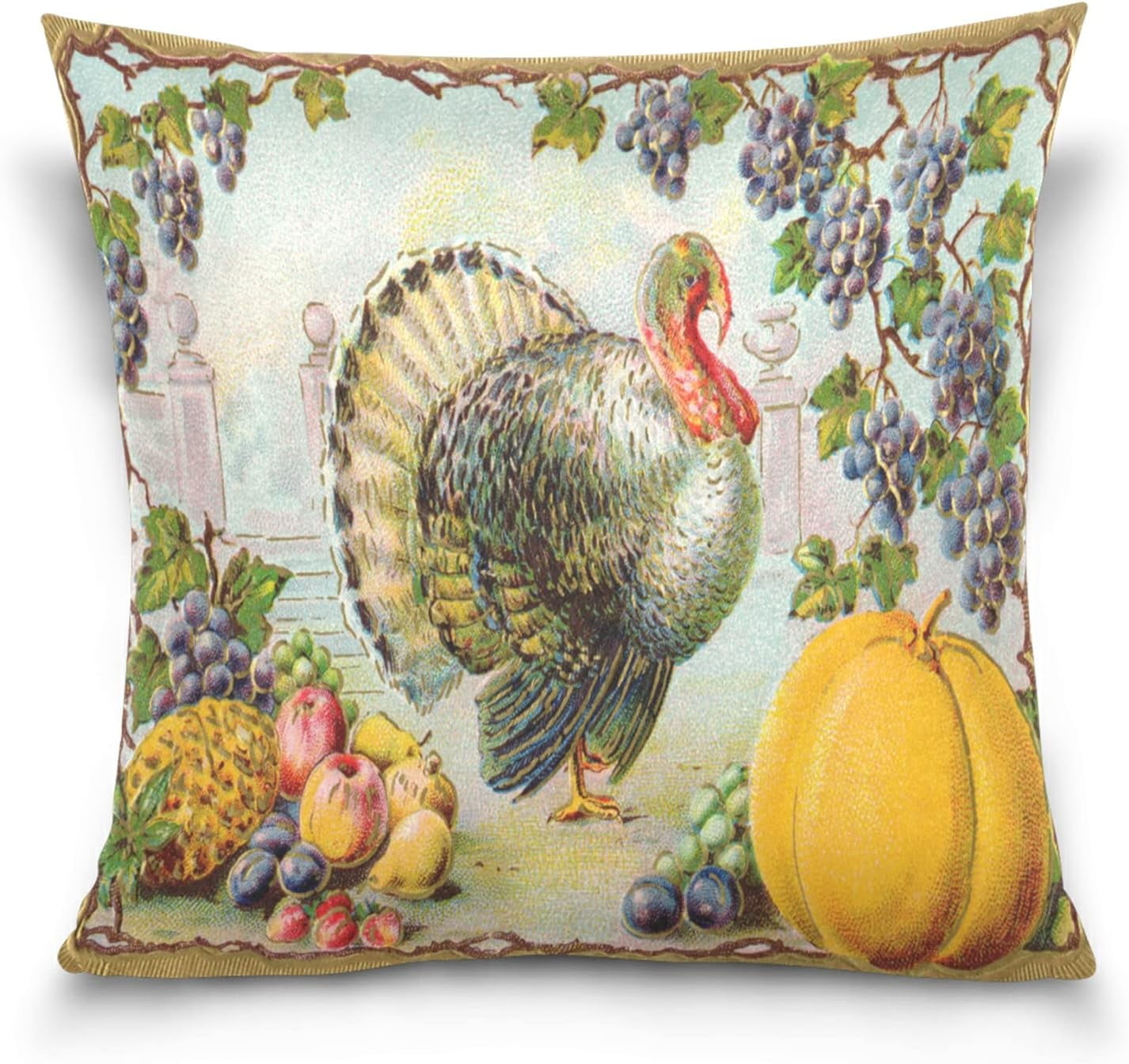 GZHJMY Vintage Thanksgiving Turkey Pillow Covers 20 x 20Inch Square ...
