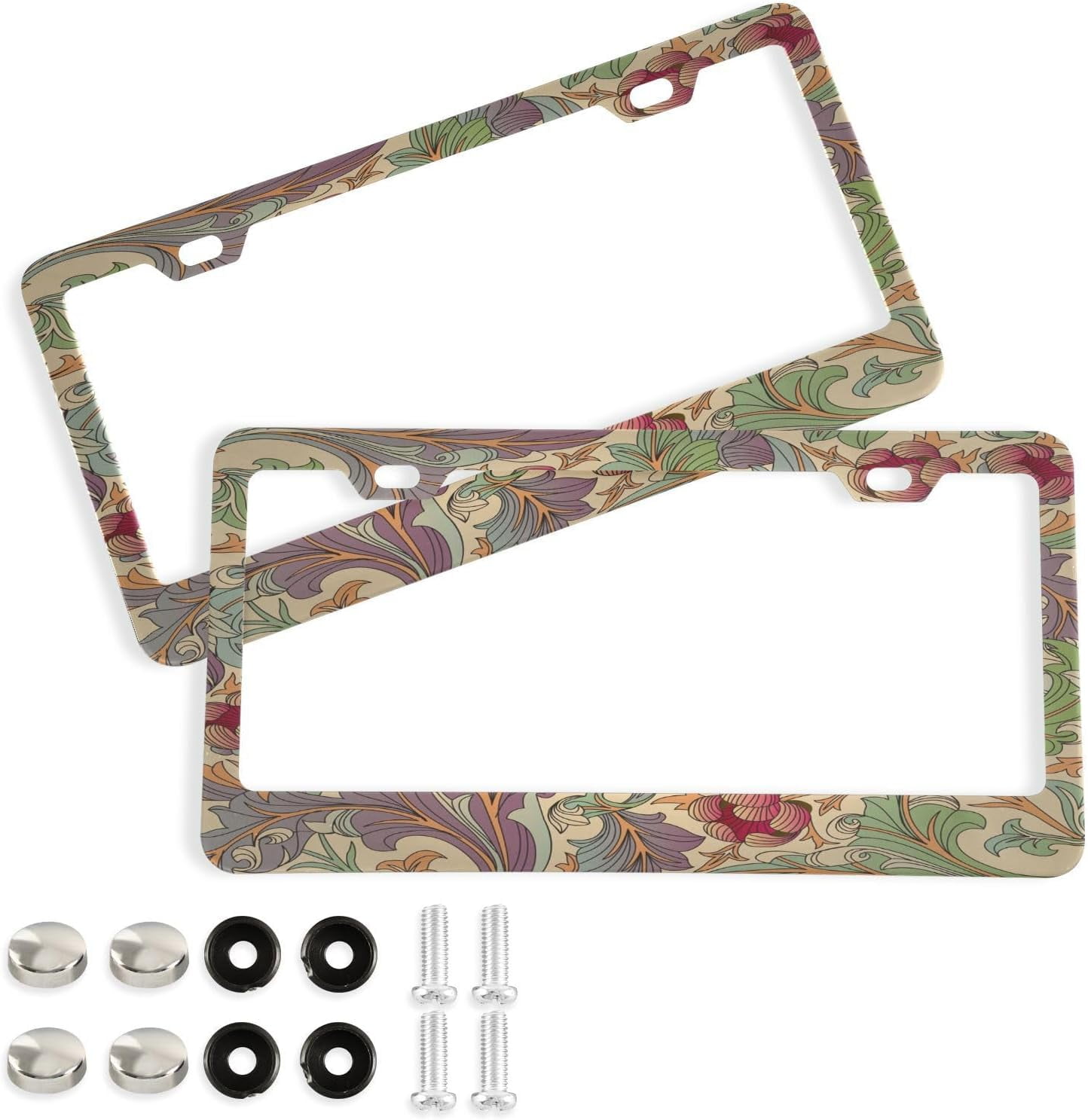 GZHJMY Vintage Tropical Flower License Plate Frames Set of 2, Universal ...