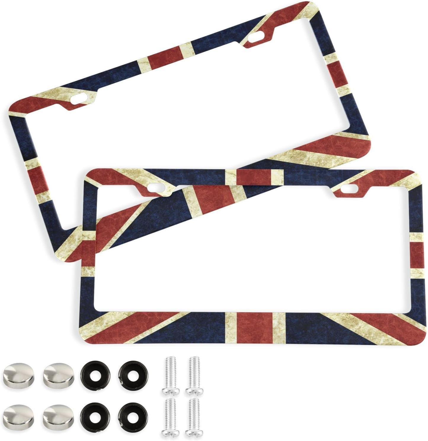 GZHJMY Vintage UK Flag License Plate Frames Set of 2, Universal ...