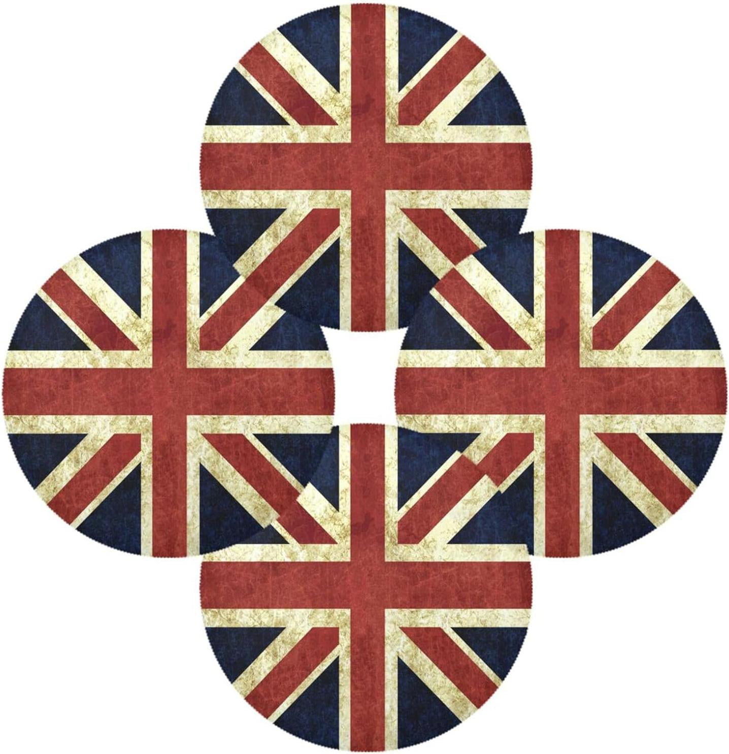 GZHJMY Vintage UK Flag Round Placemats, 4 Pack Table Mats for Kitchen ...