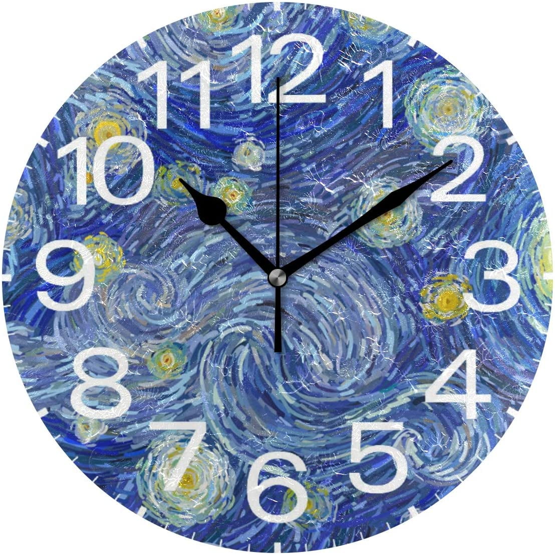 GZHJMY Vintage Van Gogh Starry Night Wall Clocks Battery Operated Non ...