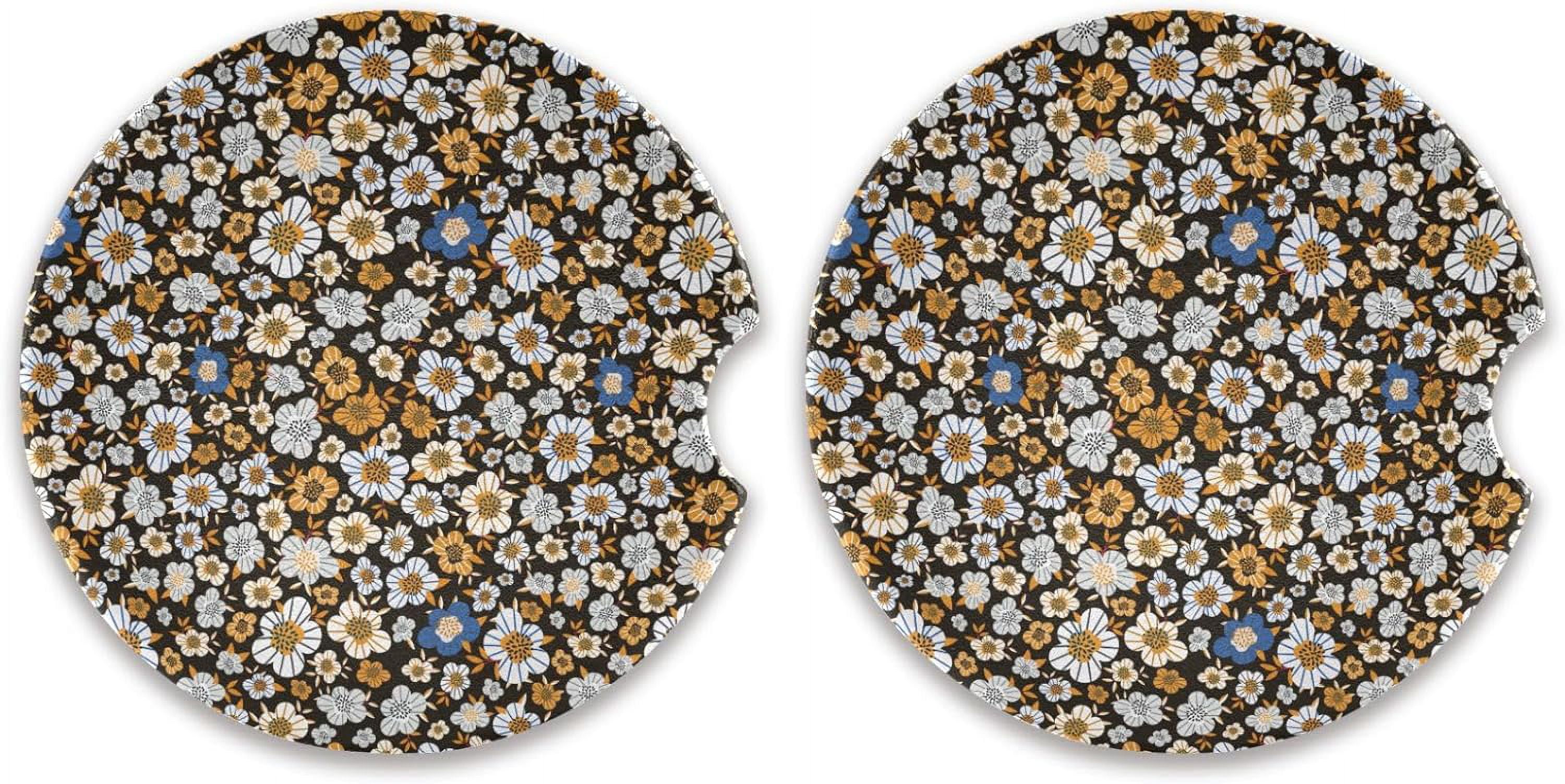 GZHJMY Vintage Wild Flowers Car Coasters 2 Pack Drinks Absorbent ...