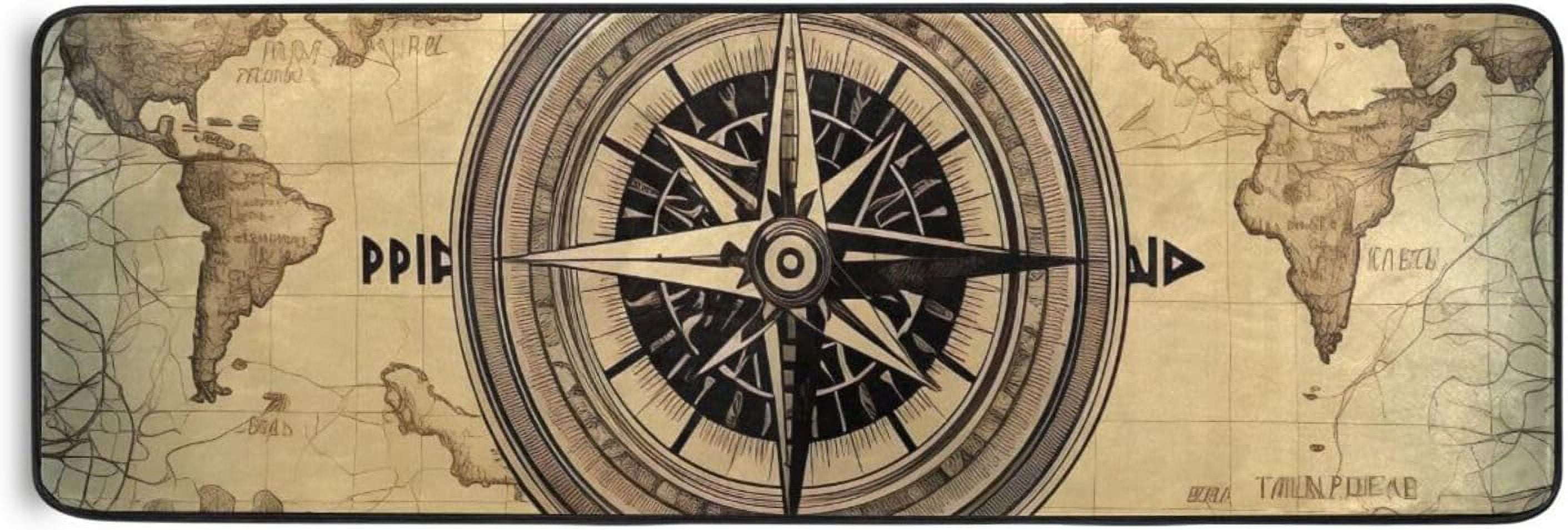 GZHJMY Vintage World Map Area Rug - 2' x 6' Washable Runner Rugs with ...