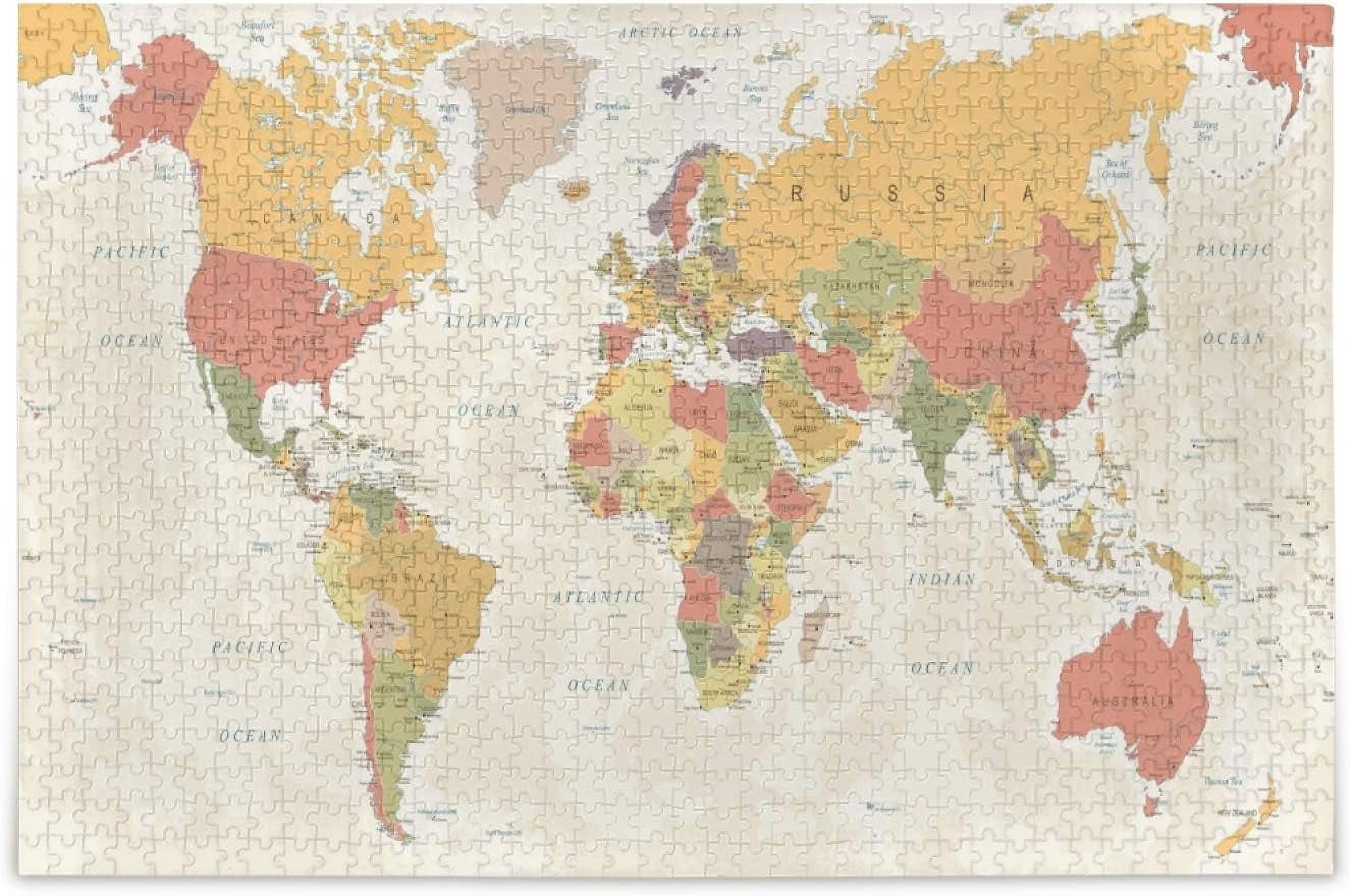 GZHJMY Vintage World Map Puzzle for Adults 1000 Piece Puzzles Game DIY ...