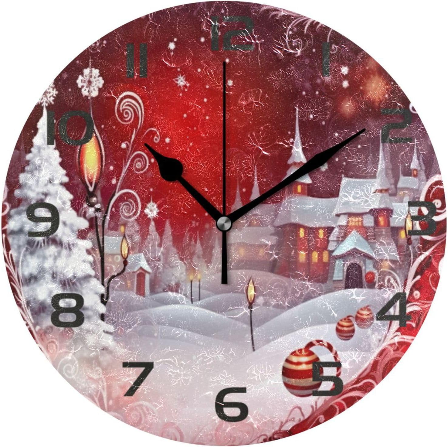 GZHJMY Wall Clock Christmas Background 10 Inch Silent Non Ticking ...