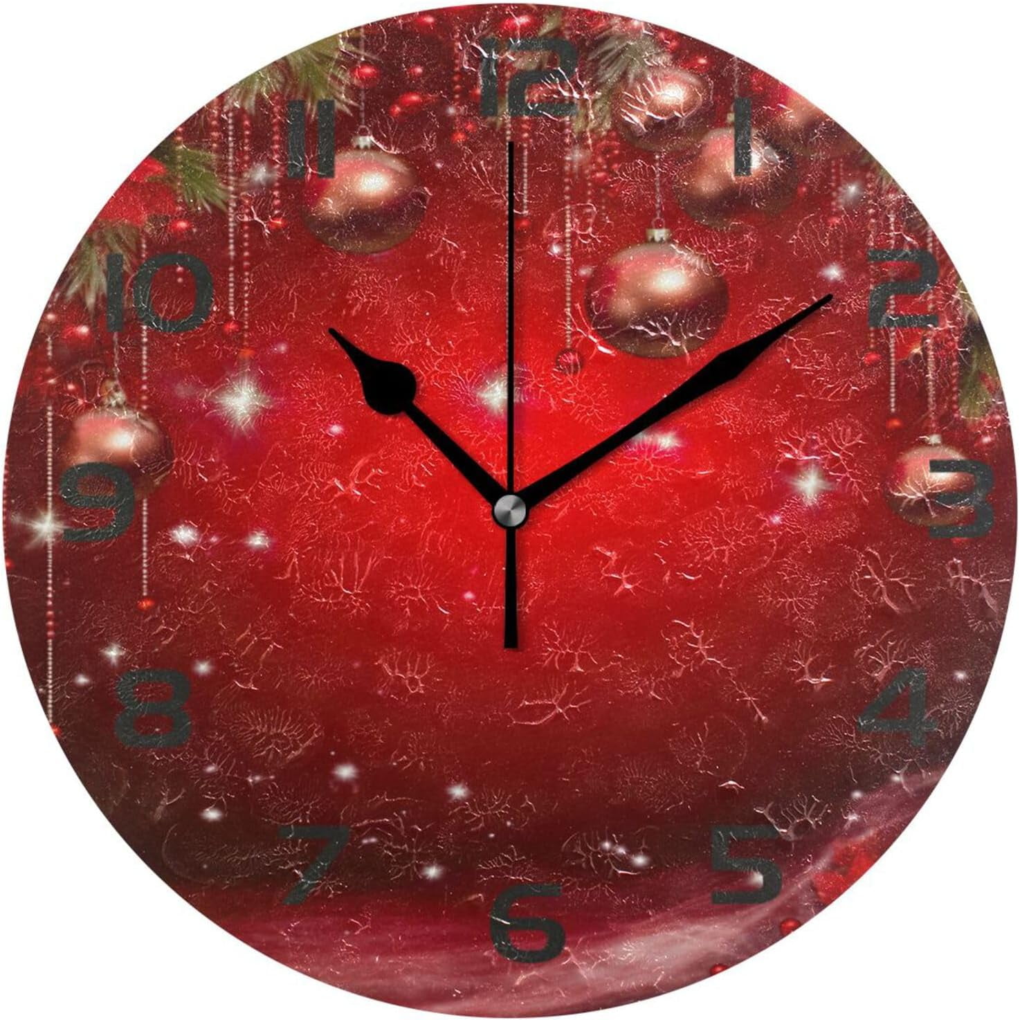 GZHJMY Wall Clock Christmas Balls 10 Inch Silent Non Ticking Quality ...