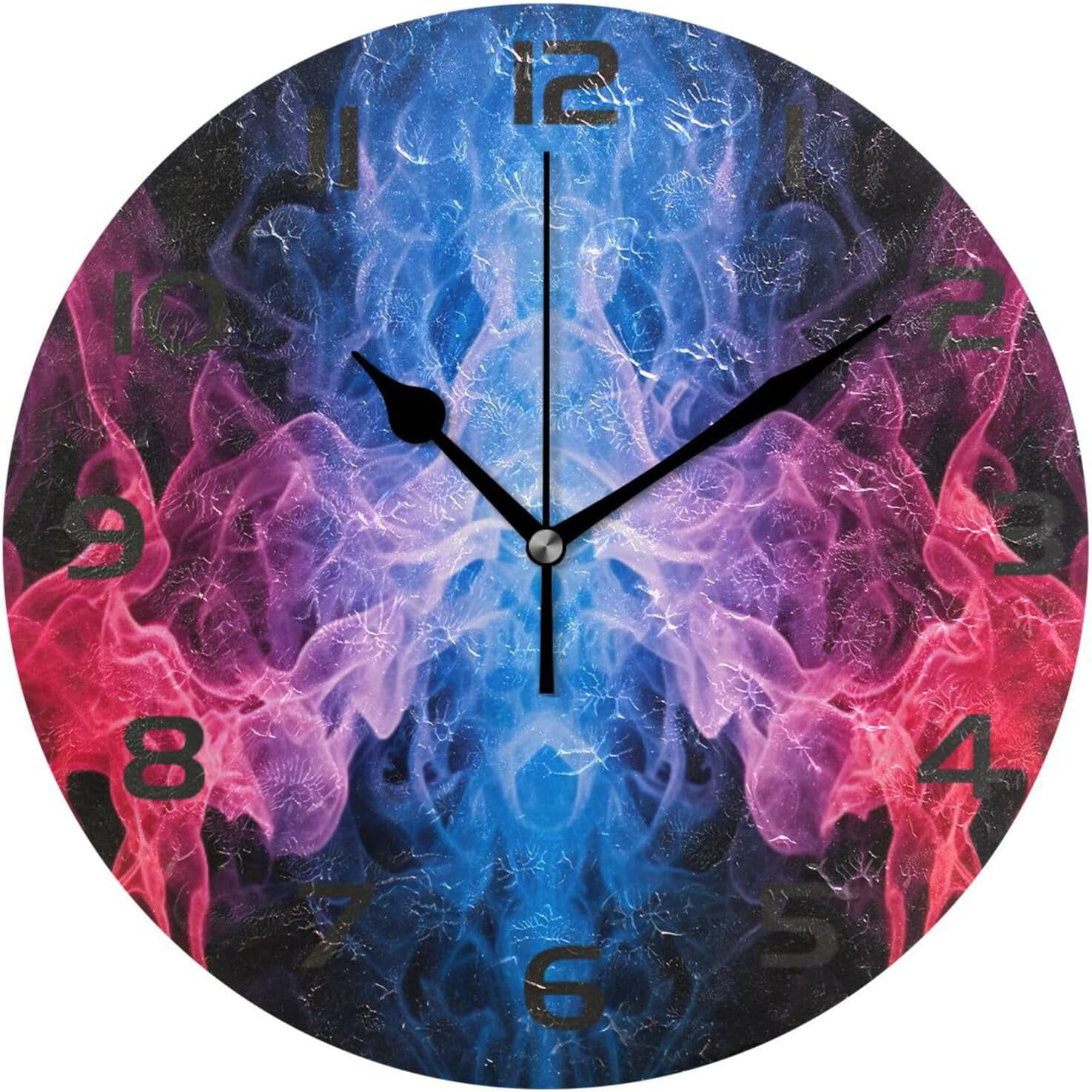 GZHJMY Wall Clock Colorful Smoke Pattern 10 Inch Silent Non Ticking ...