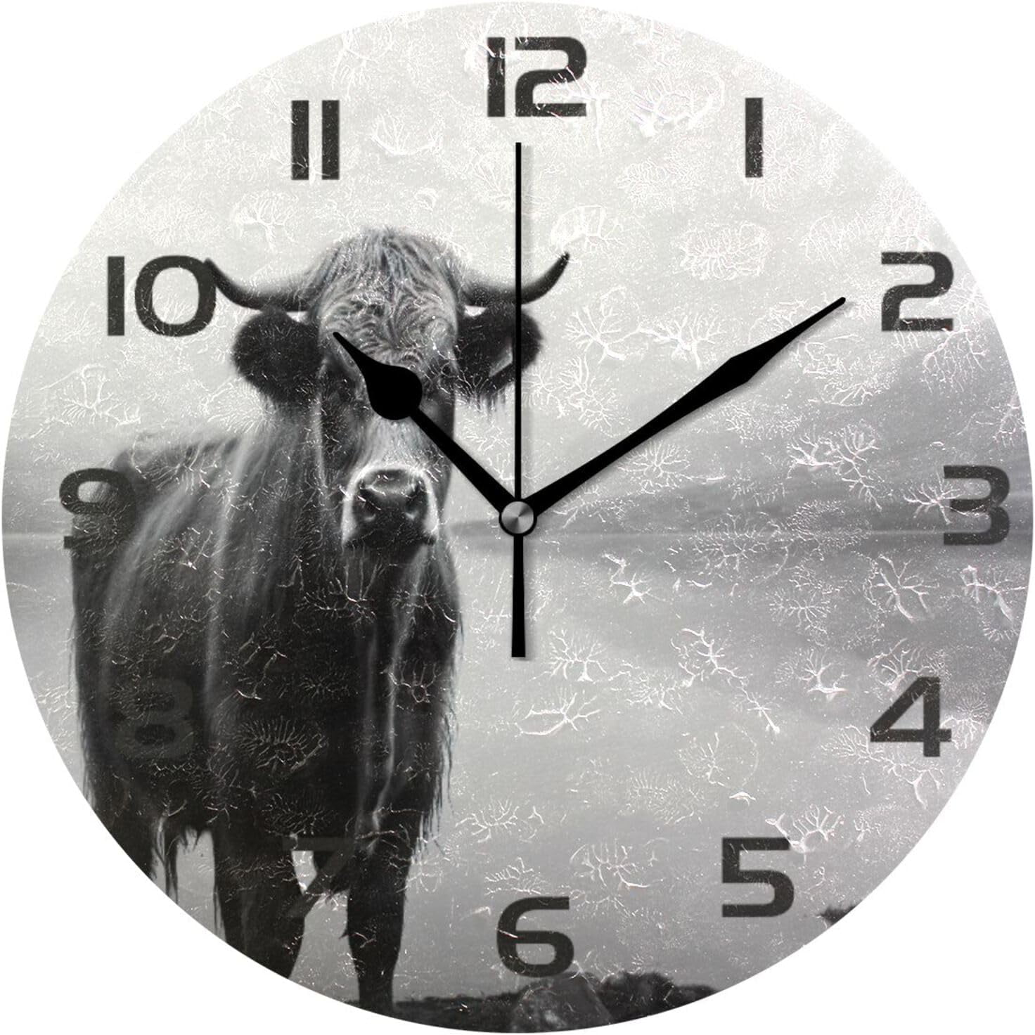 GZHJMY Wall Clock Highland Cow 10 Inch Silent Non Ticking Quality ...