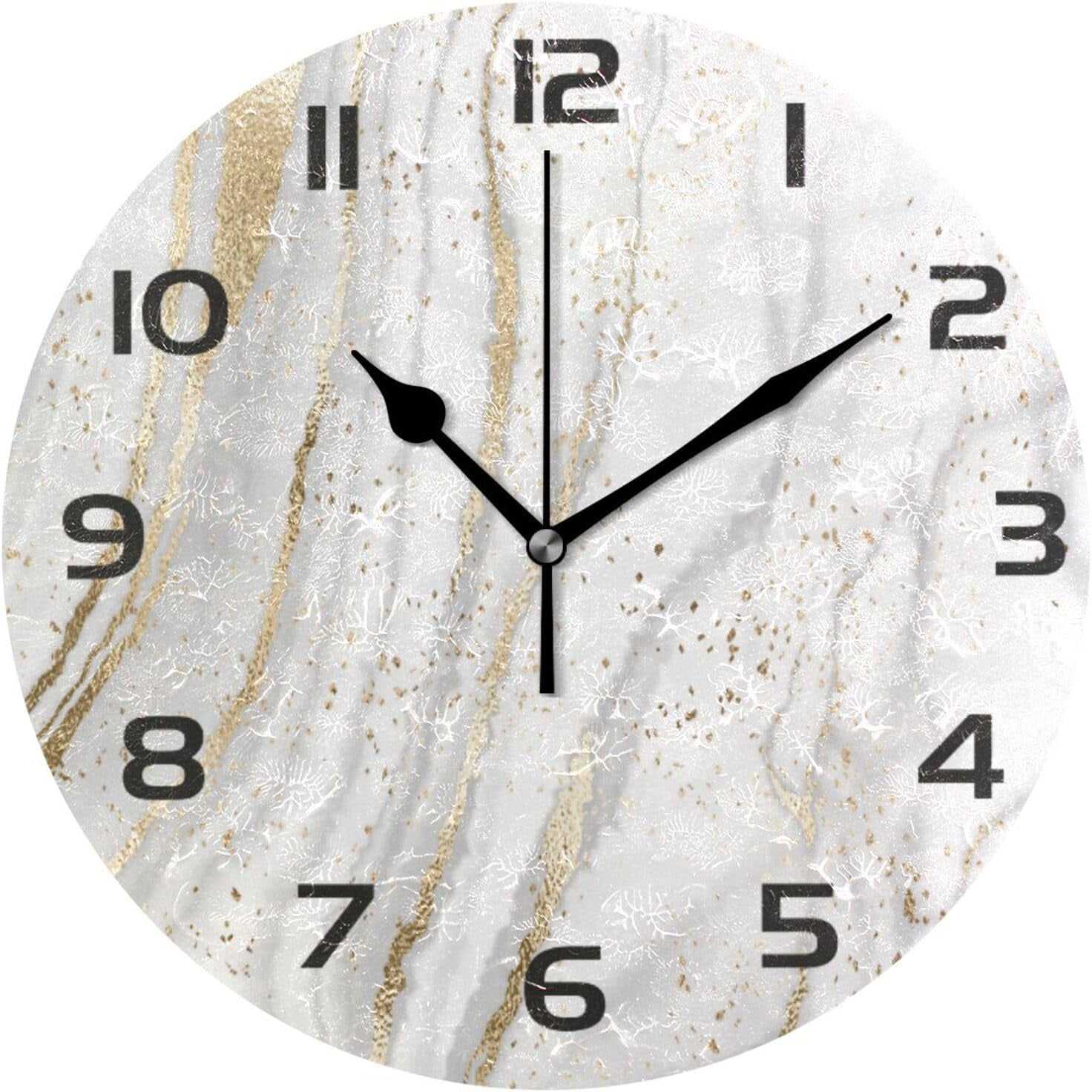 GZHJMY Wall Clock Rose Gold Marble 10 Inch Silent Non Ticking Quality ...