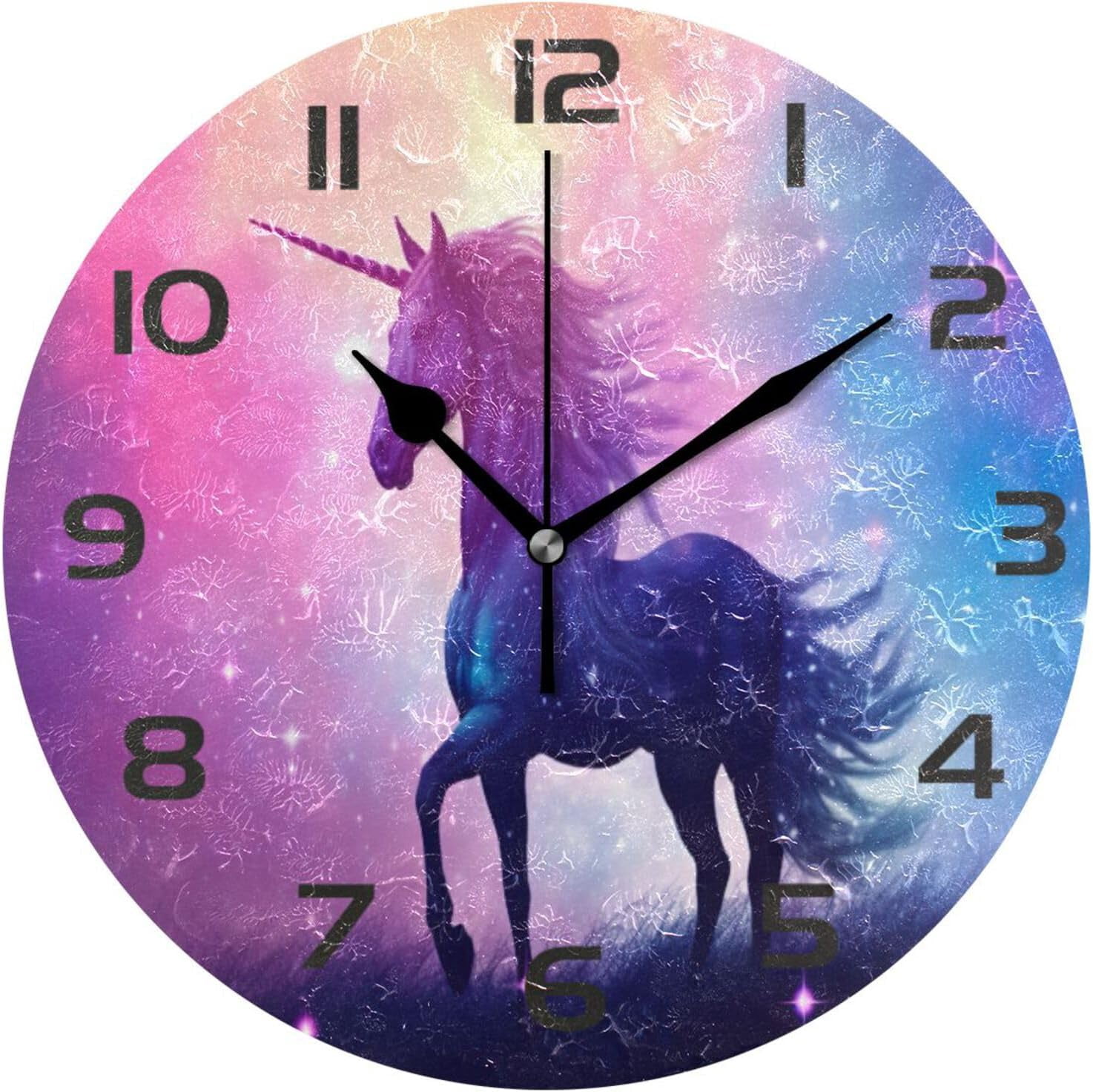 GZHJMY Wall Clock Unicorn 10 Inch Silent Non Ticking Quality Quartz ...