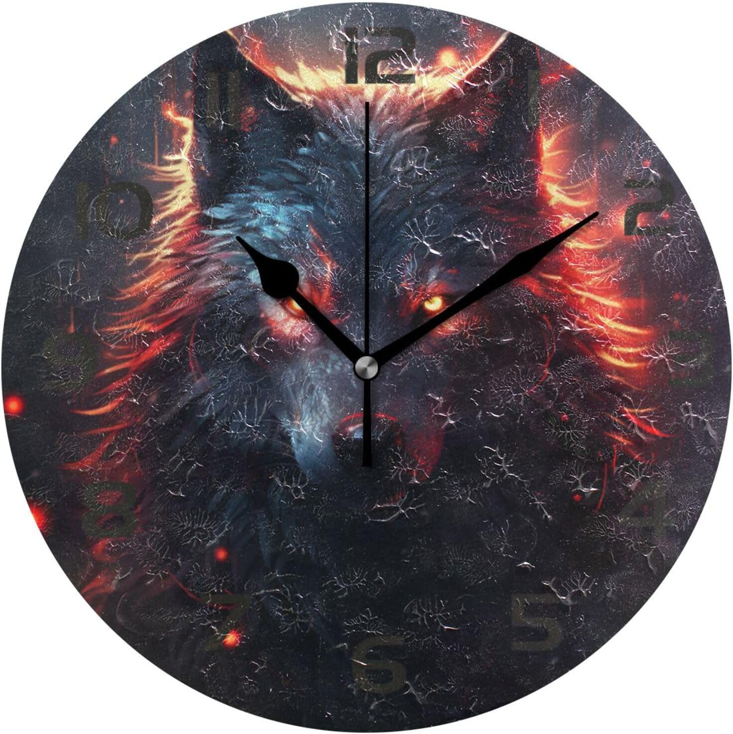 GZHJMY Wall Clock Wolf 10 Inch Silent Non Ticking Quality Quartz ...
