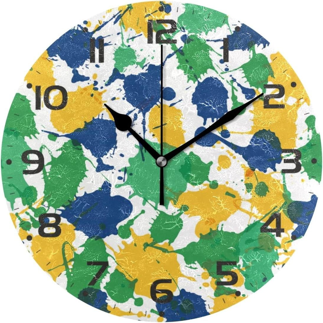 GZHJMY Watercolor Abstract Artistical Wall Clock, 10" Silent Non ...