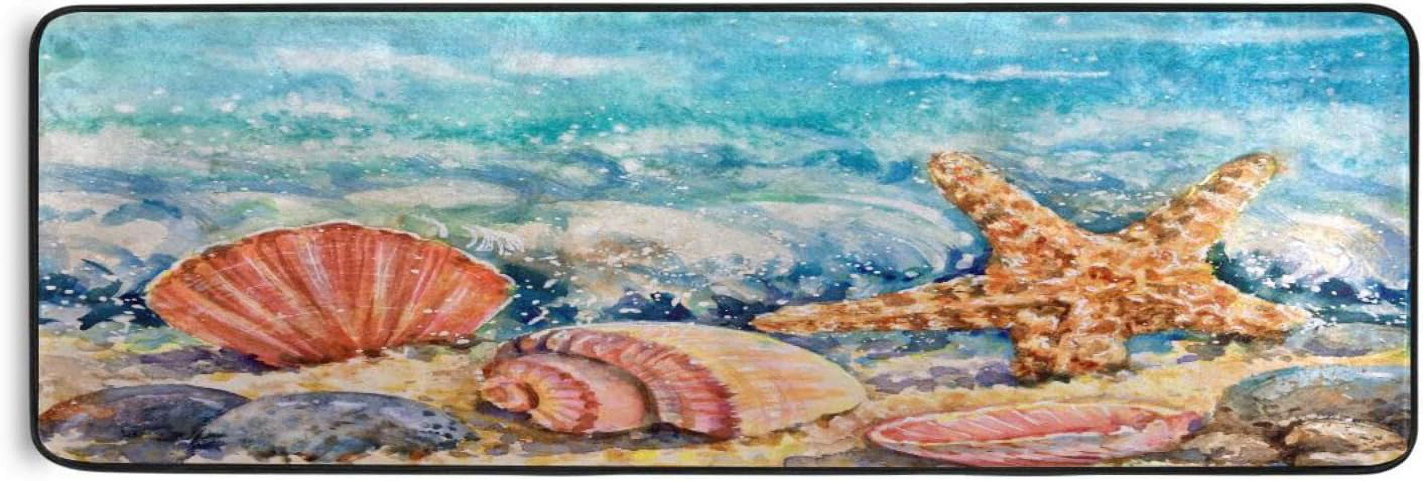 GZHJMY Watercolor Beach Starfish Area Rug - 2' x 6' Washable Runner ...
