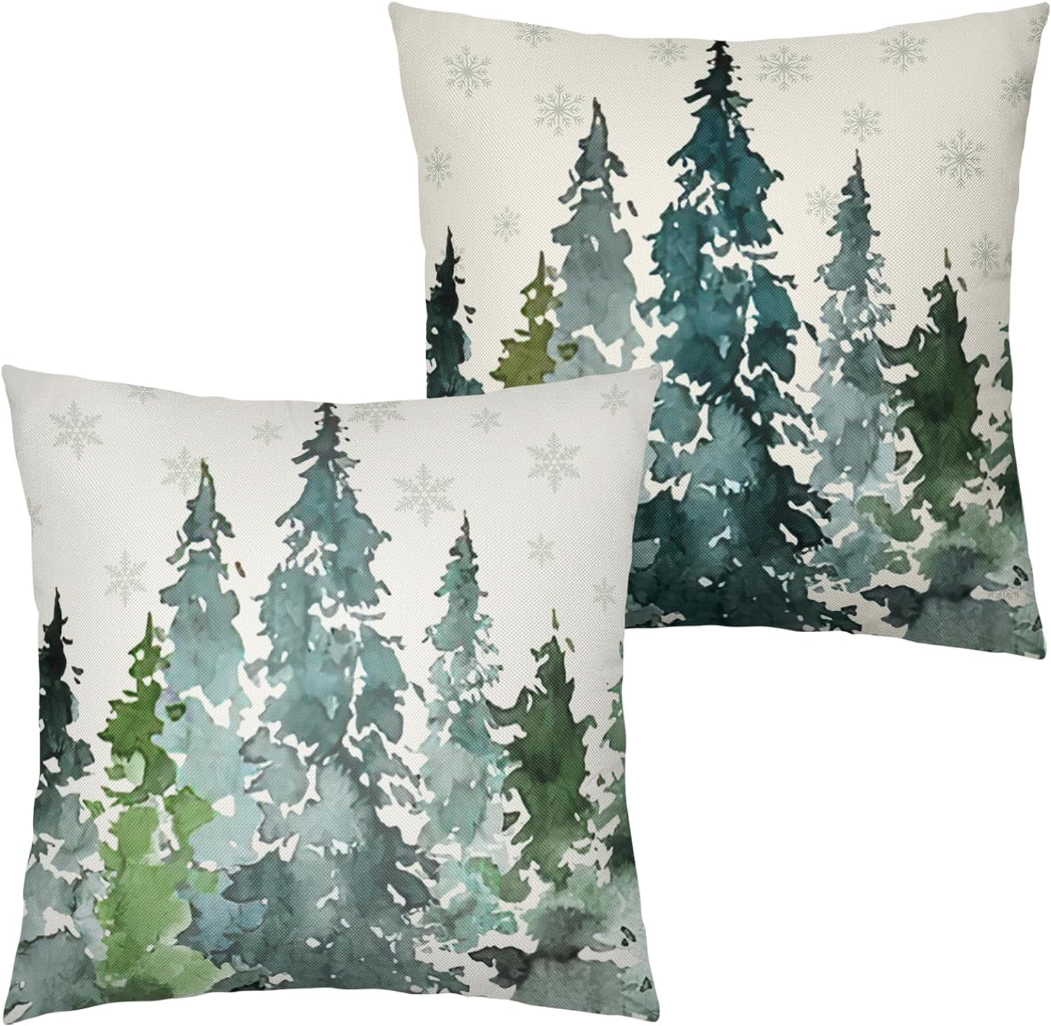 GZHJMY Watercolor Blue Green Pine Tree Throw Pillow Covers 18x18 Set of ...