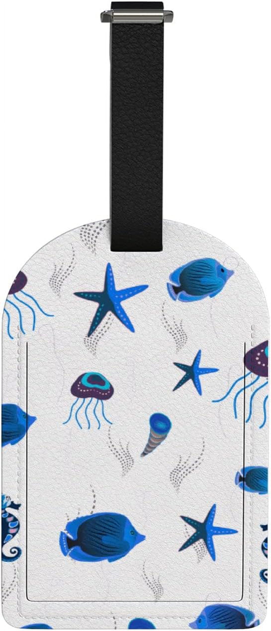 GZHJMY Watercolor Blue Jellyfish Seahorse Starfish Luggage Tags 1 Piece ...