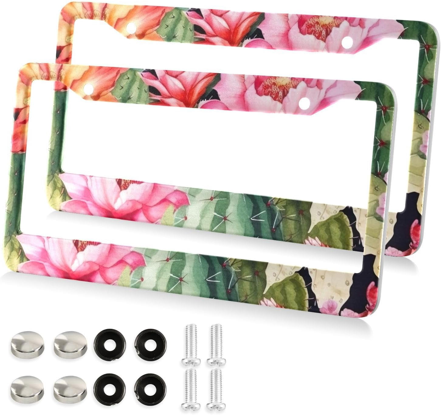 GZHJMY Watercolor Cactus License Plate Frames 2 Pack Aluminum License ...