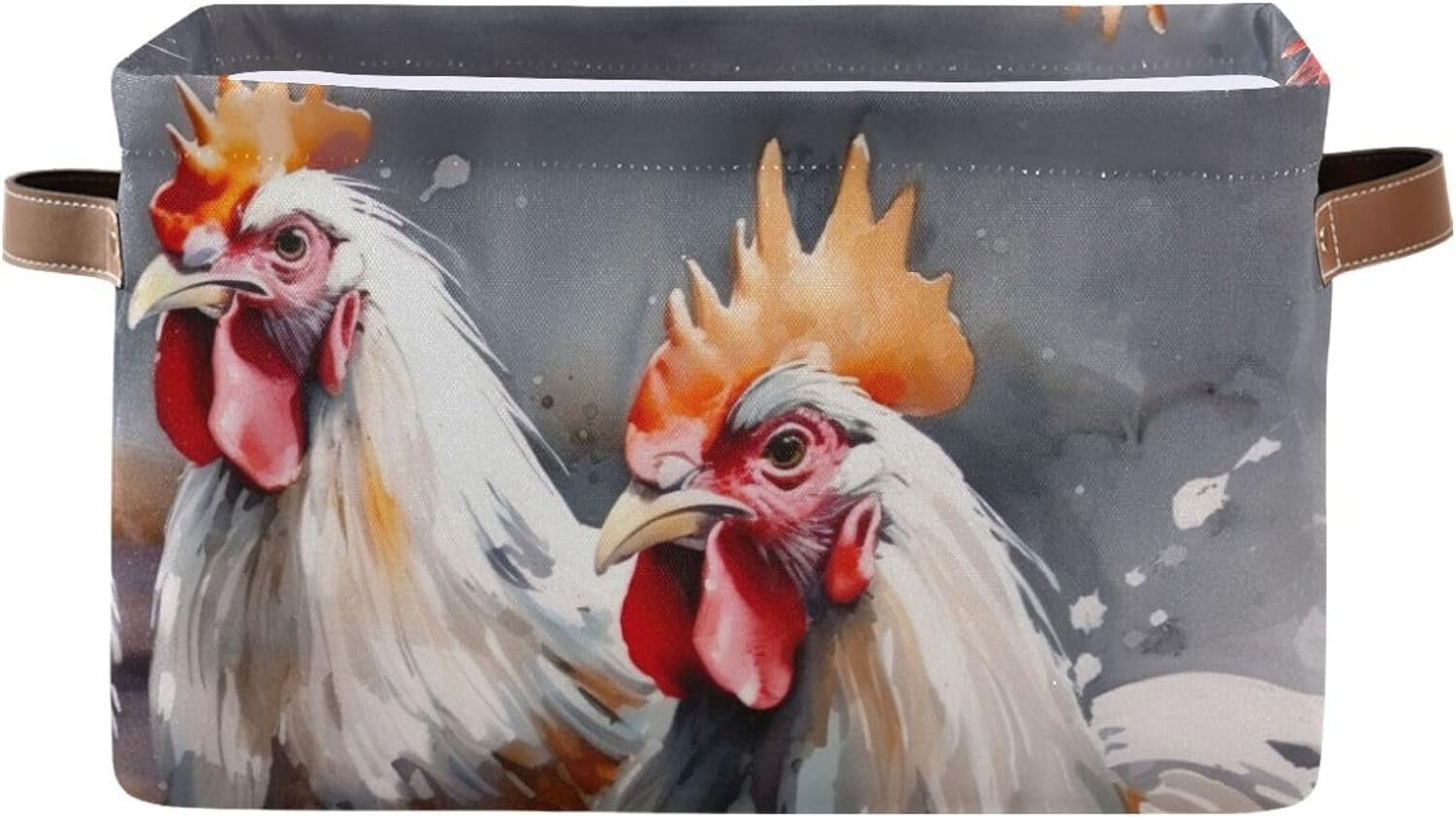 GZHJMY Watercolor Chicken Pattern Storage Bins Foldable Canvas Fabric ...