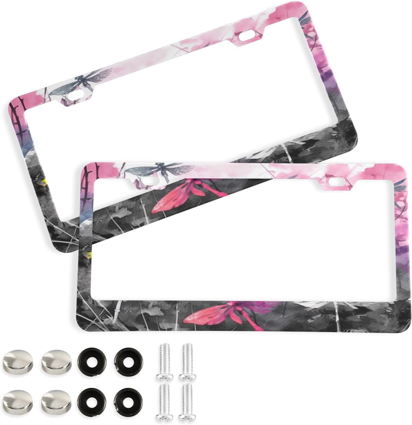 GZHJMY Watercolor Dragonflies License Plate Frames Set of 2, Universal ...