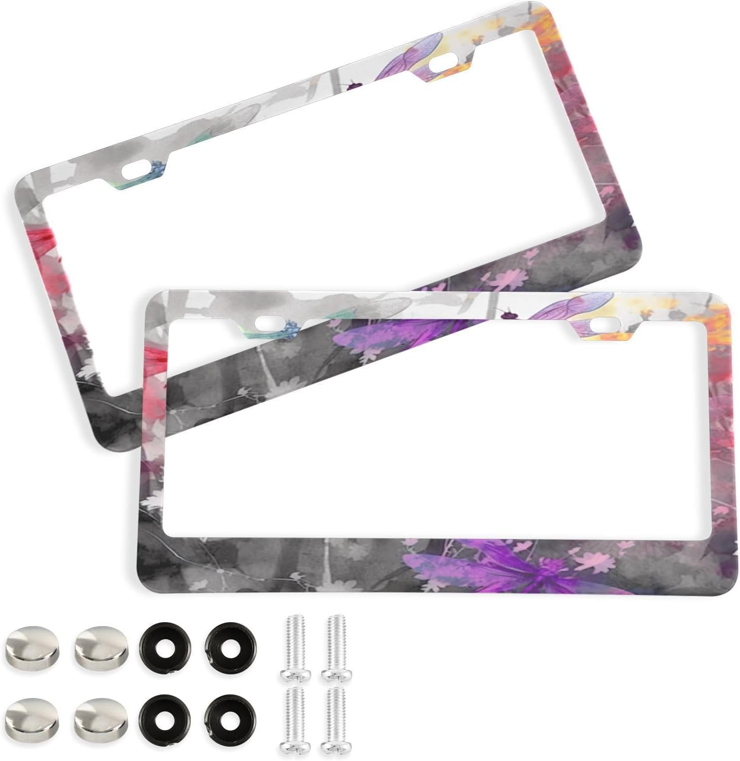 GZHJMY Watercolor Dragonflies License Plate Frames Set of 2, Universal ...