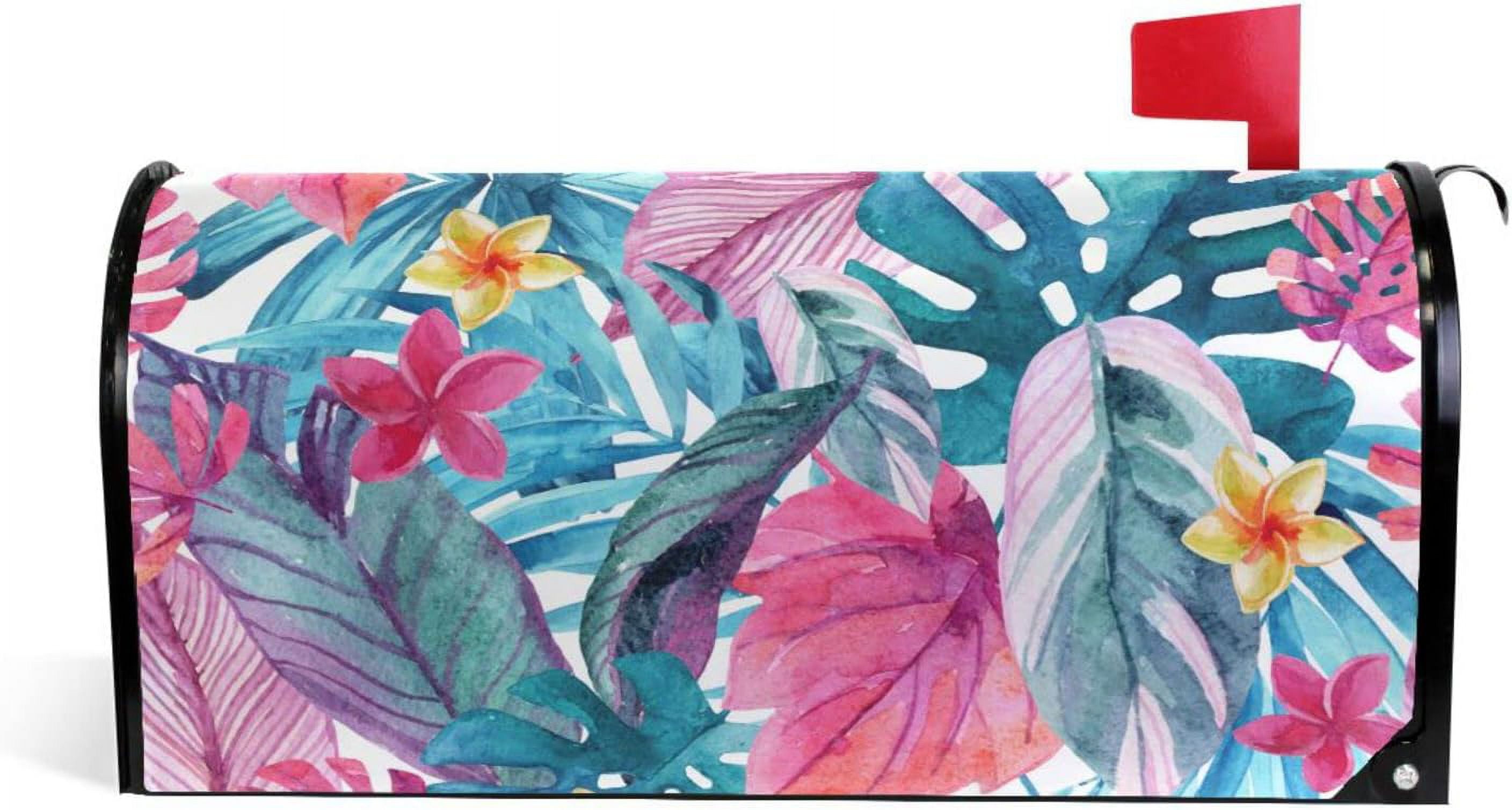 GZHJMY Watercolor Exotic Leaves Flowers Magnetic Mailbox Cover Standard ...