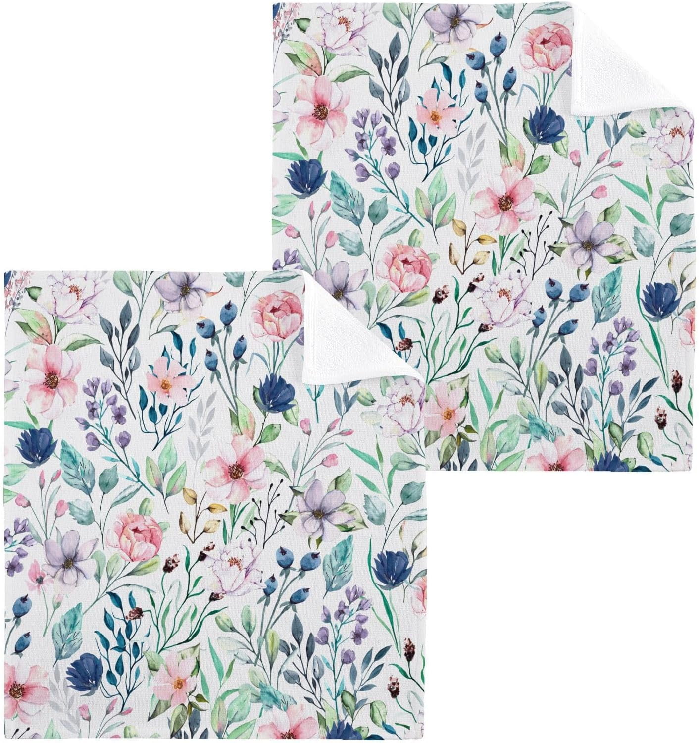 GZHJMY Watercolor Floral Wash Cloth Set of 2, 12 x 12 Inch Cotton Baby ...