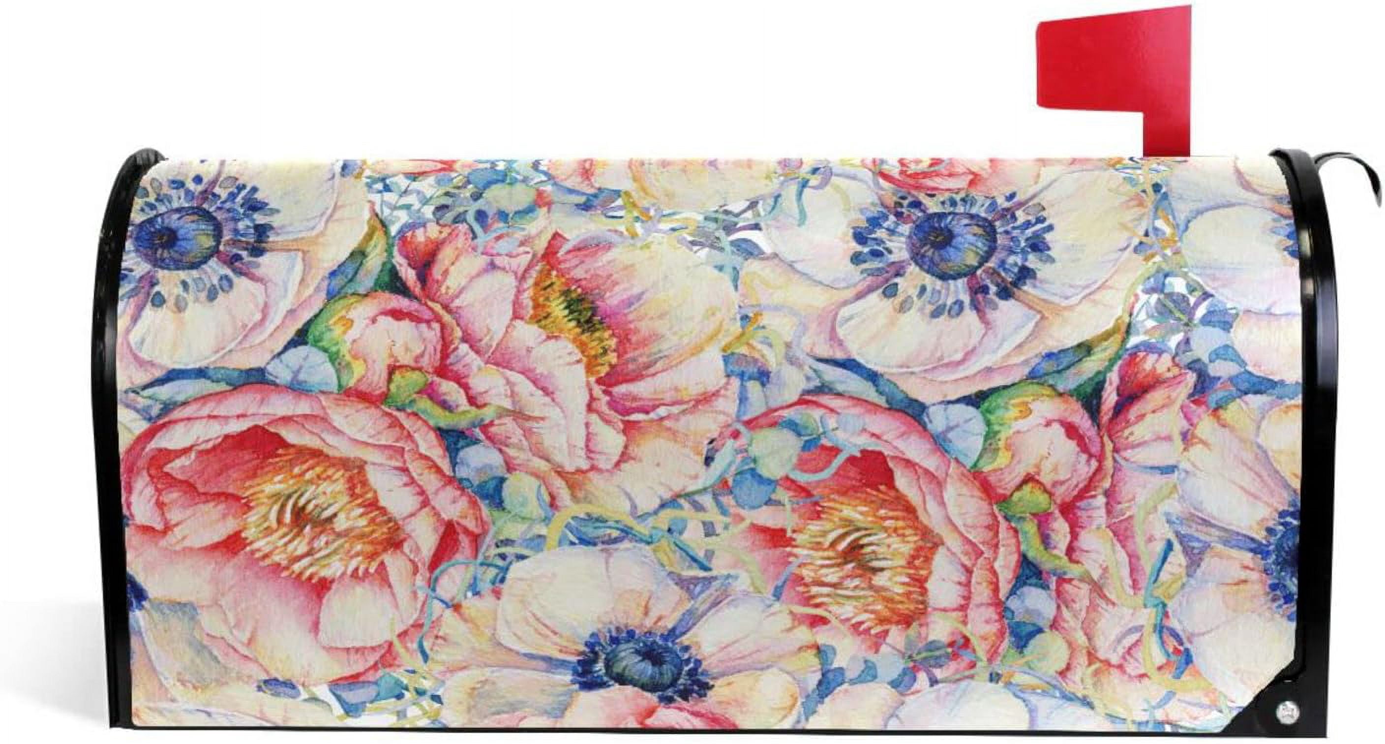 GZHJMY Watercolor Flowers Magnetic Mailbox Cover Standard Size Mailbox ...