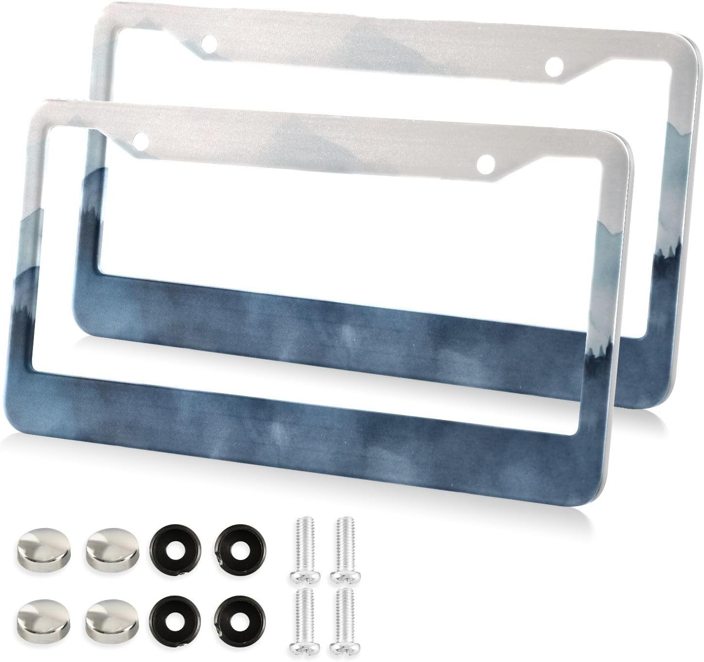 GZHJMY Watercolor Landscape License Plate Frames 2 Pack Aluminum ...