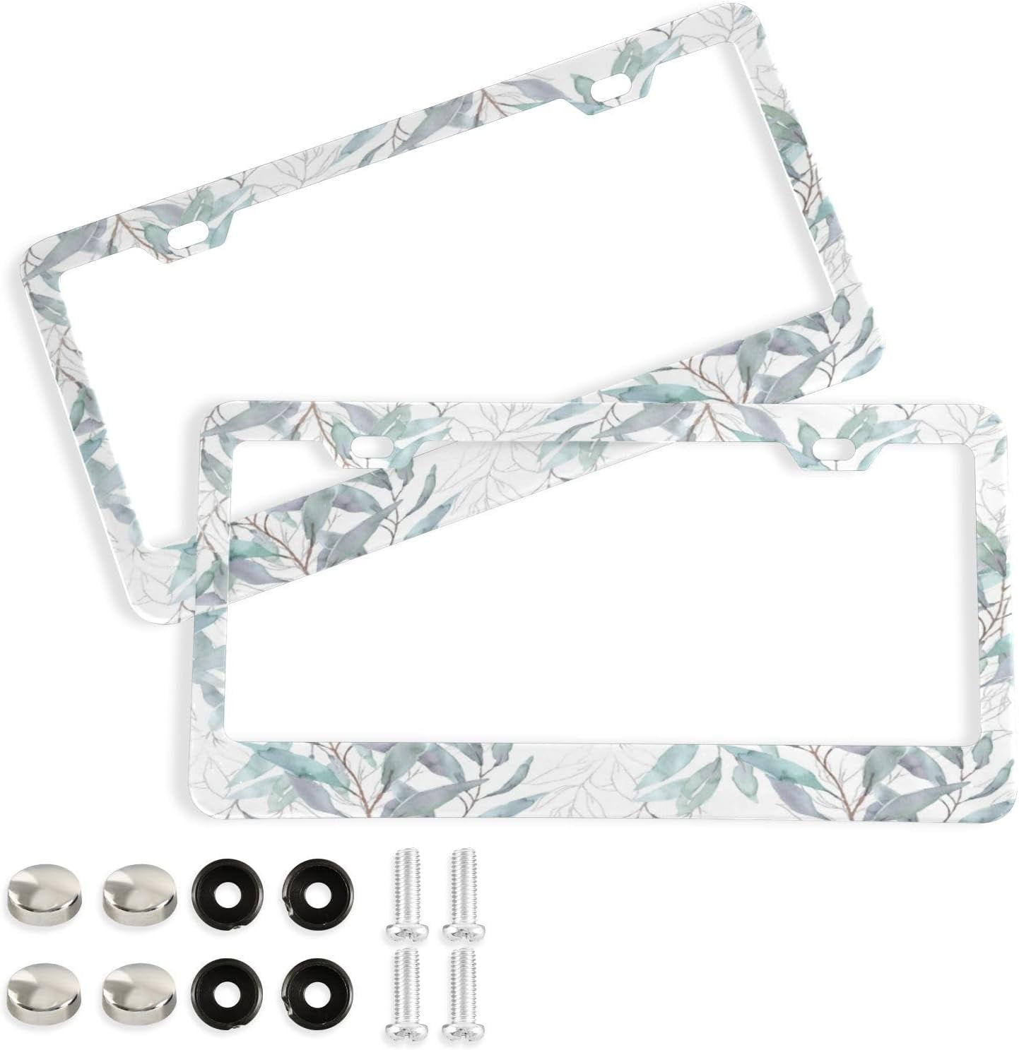 GZHJMY Watercolor Leaves License Plate Frame 2 Pack 2 Holes Car ...