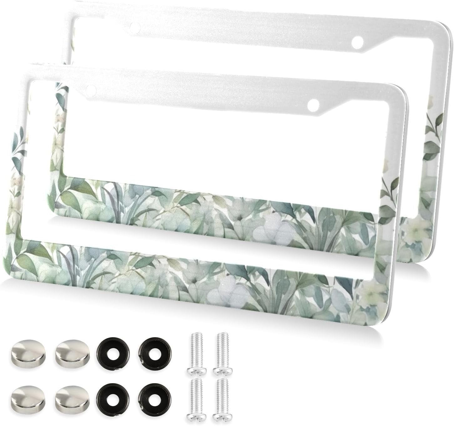 GZHJMY Watercolor Leaves License Plate Frames 2 Pack Aluminum License ...