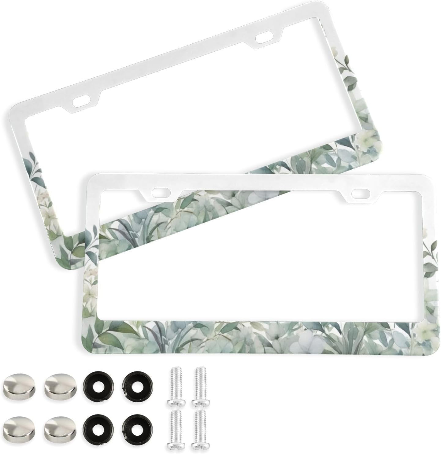 GZHJMY Watercolor Leaves License Plate Frames 2 Pack Aluminum License ...