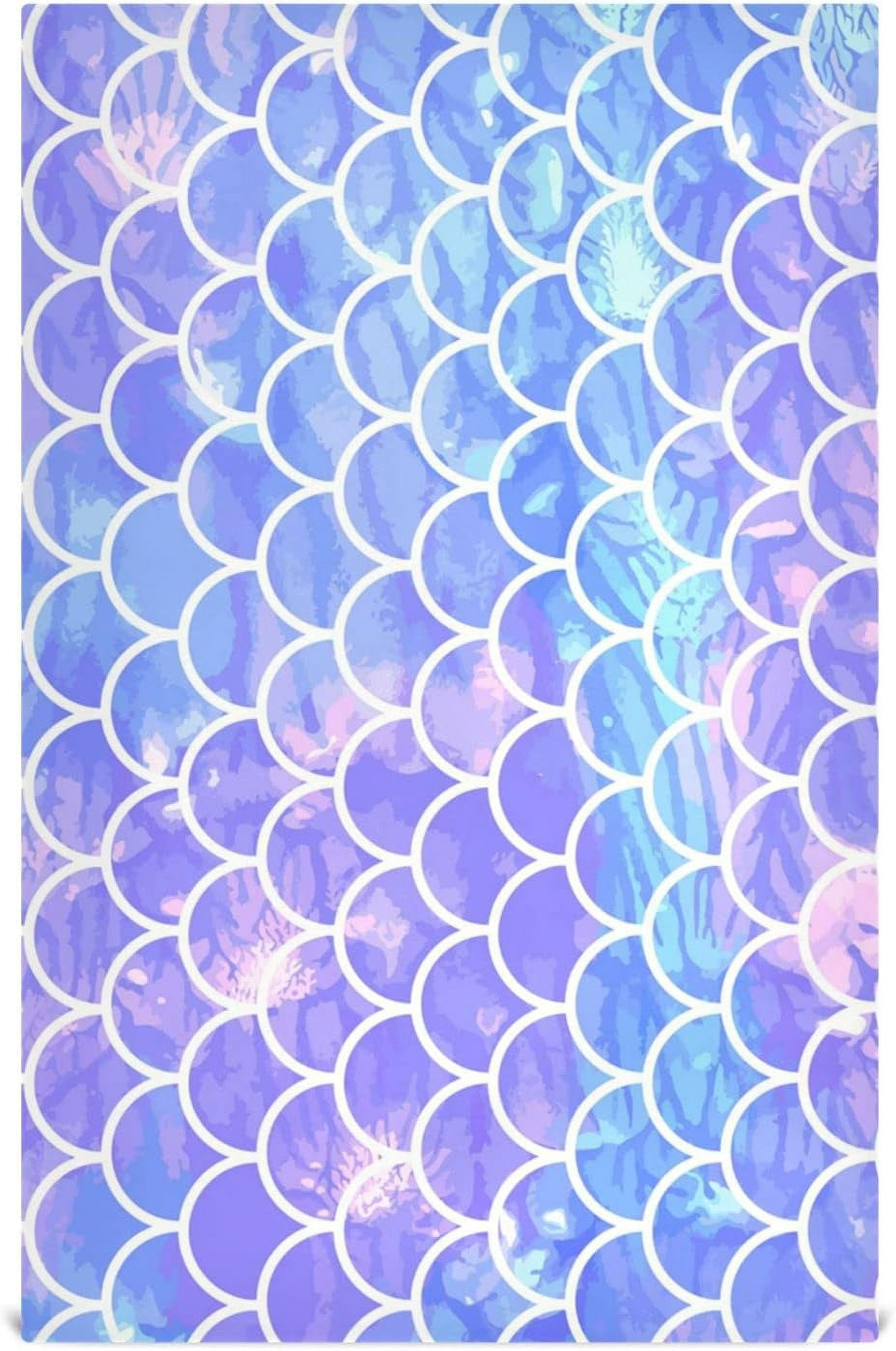 GZHJMY Watercolor Mermaid Scales Lilac Kitchen Towels Set of 1 ...