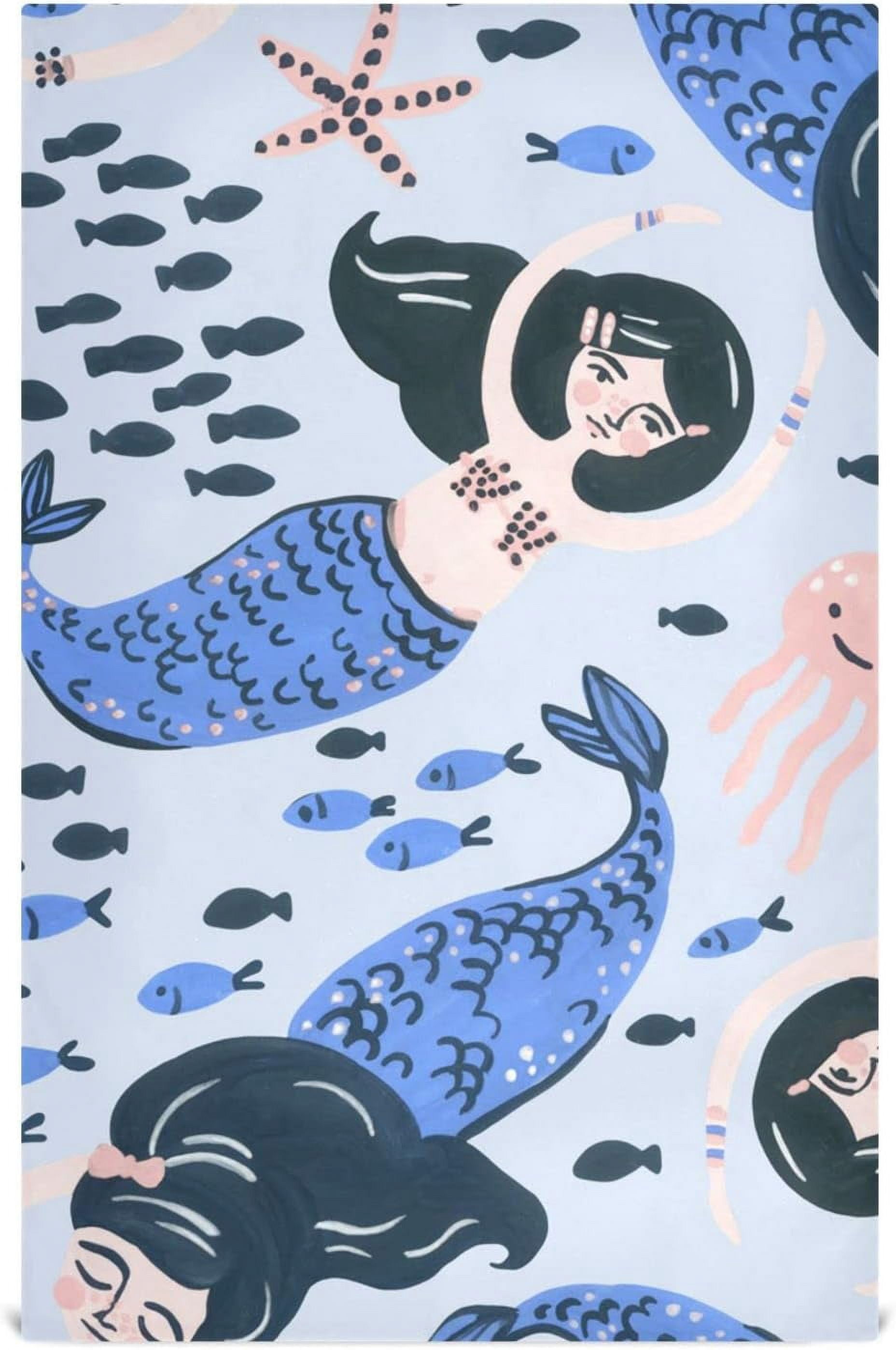 GZHJMY Watercolor Mermaids Fish Jellyfish Kitchen Towels Set of 1 ...