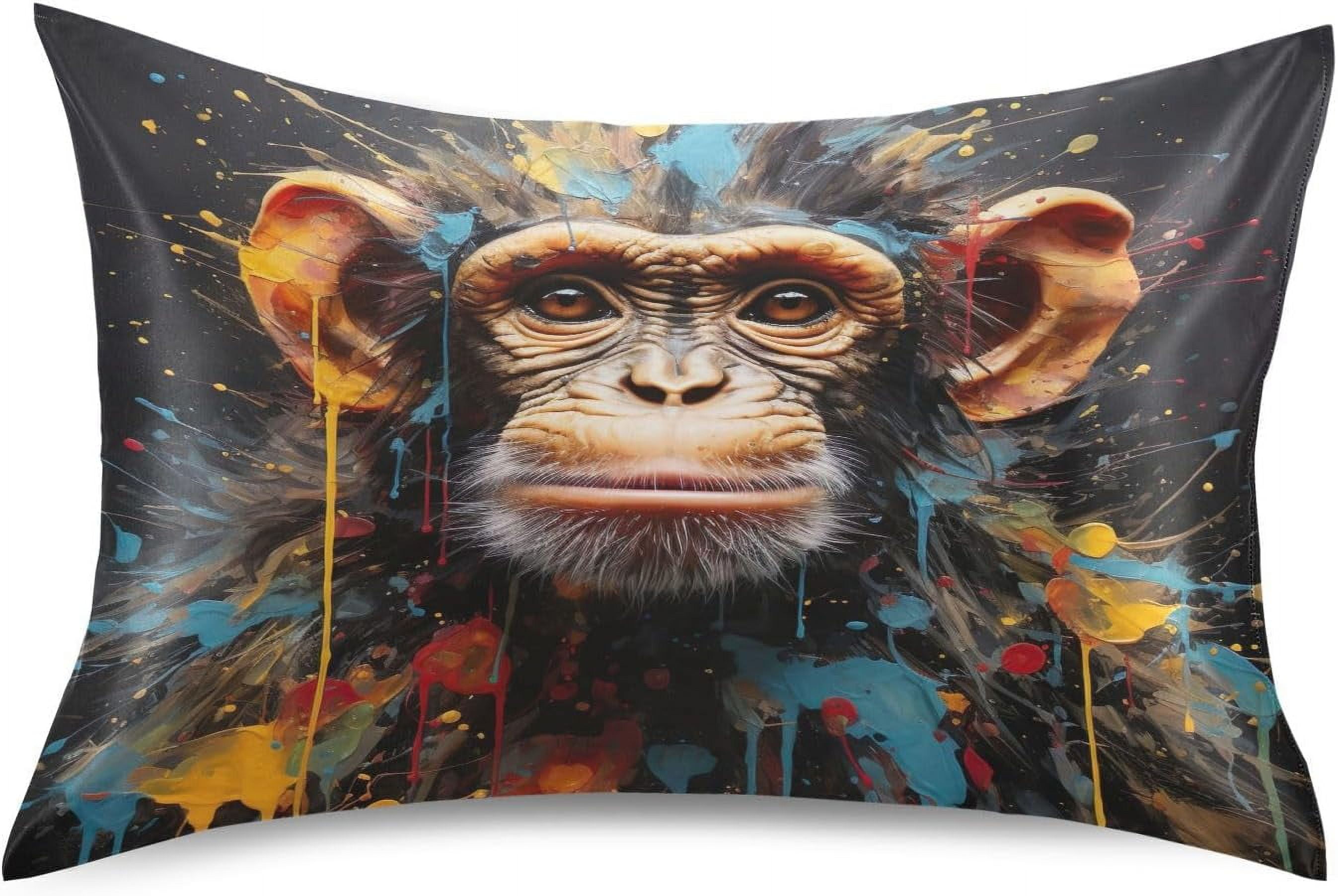 GZHJMY Watercolor Monkey Satin Pillowcase for Hair and Skin, Soft and ...